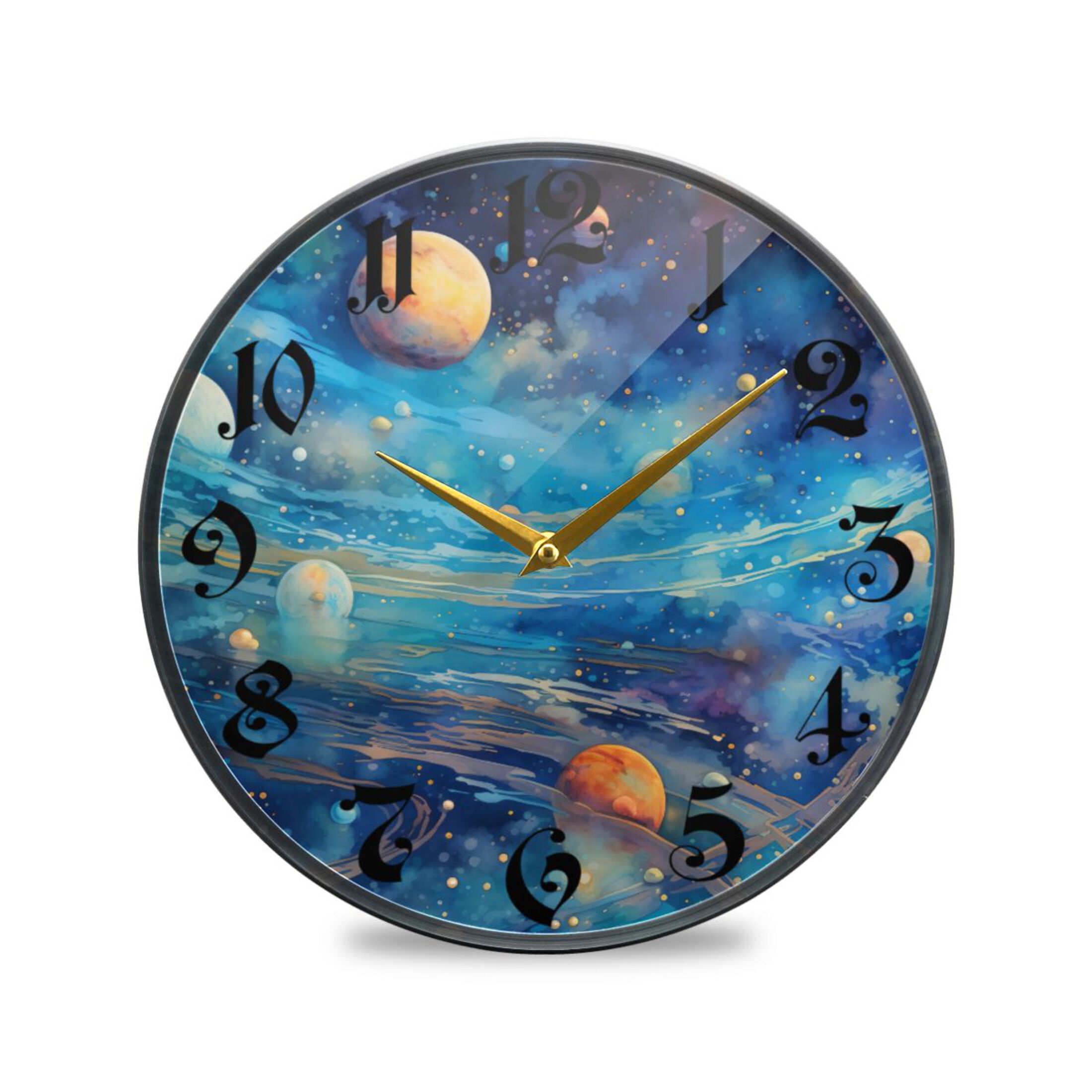 12" Round Silent Wall Clocks Space Universe Acrylic Battery Operated ...