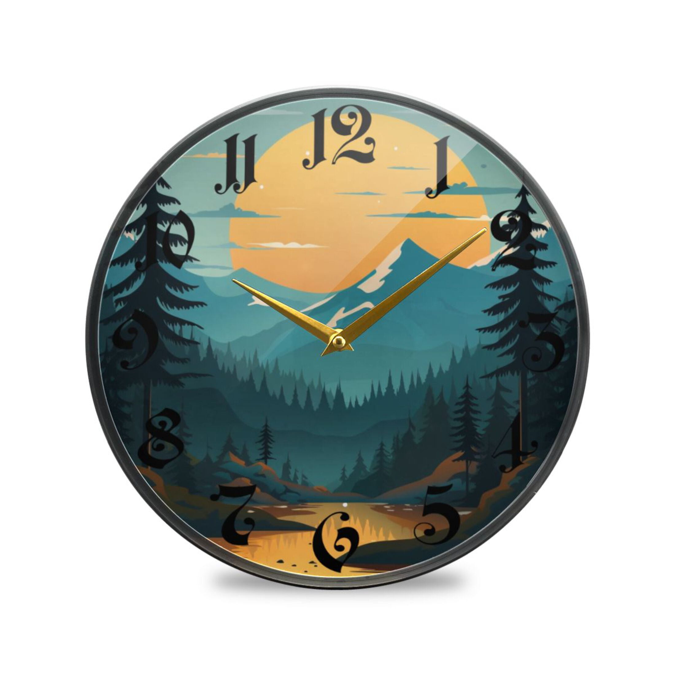 12" Round Silent Wall Clocks Spring Sunset Acrylic Battery Operated ...