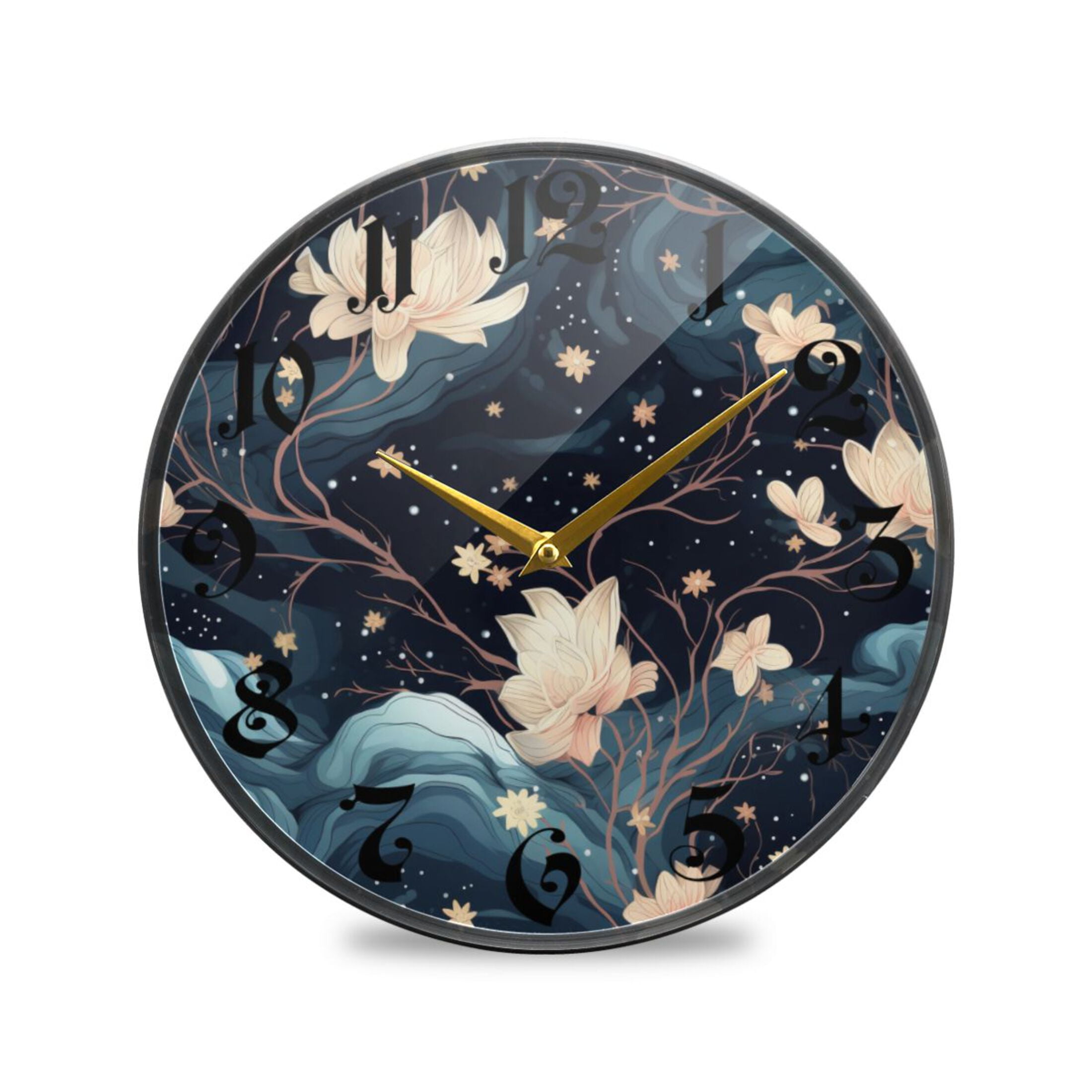 12" Round Silent Wall Clocks Starry Sky Flower Acrylic Battery Operated ...