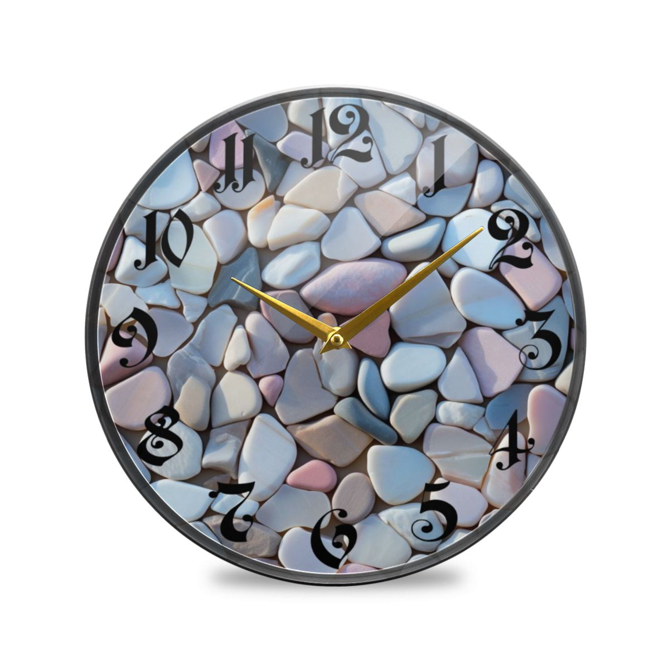 12" Round Silent Wall Clocks Stones Pink Acrylic Battery Operated Clock Non-Ticking Clocks ...