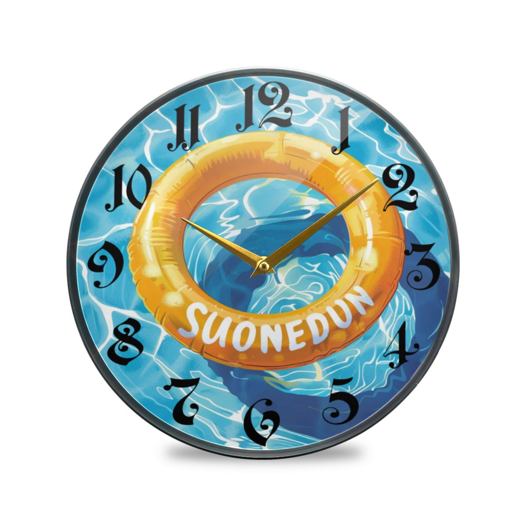 12" Round Silent Wall Clocks Swimming Circle Acrylic Battery Operated ...