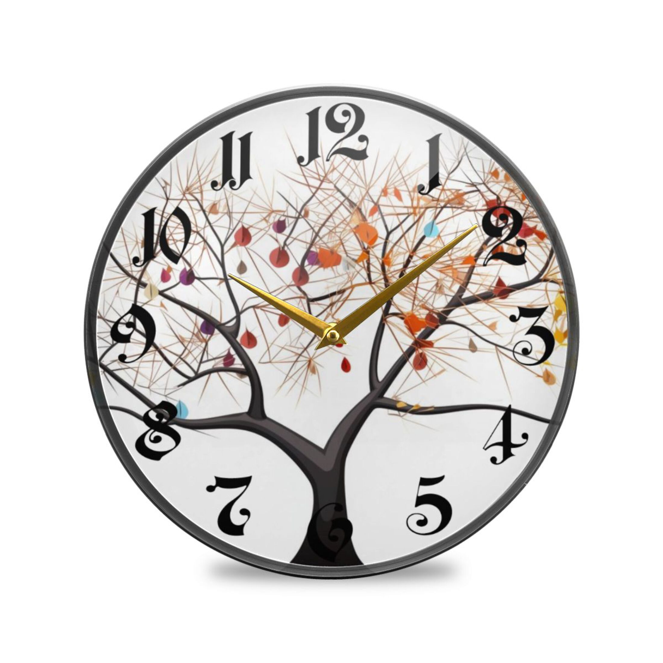12" Round Silent Wall Clocks Tree Acrylic Battery Operated Clock Non ...