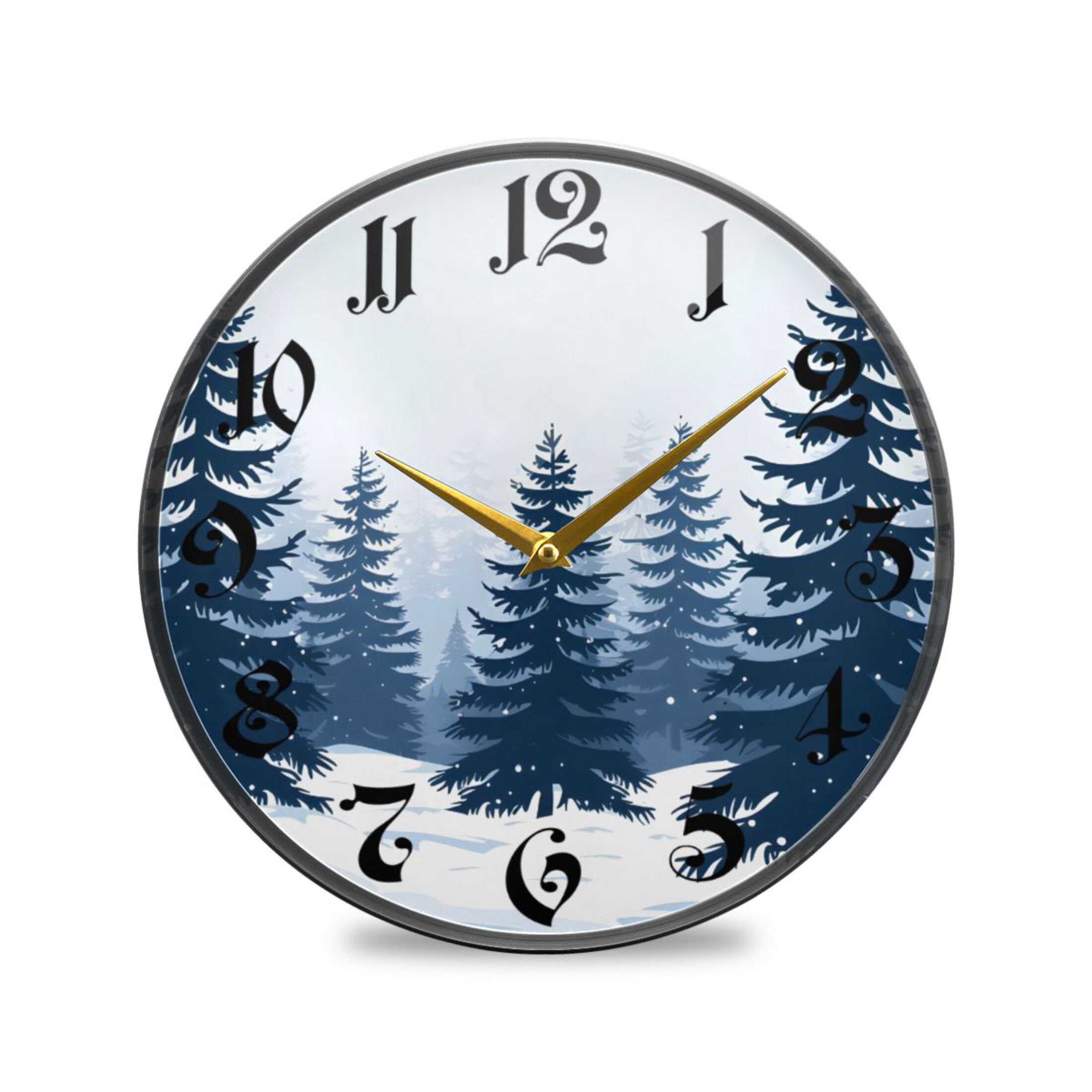 12" Round Silent Wall Clocks Trees Forest Landscape Acrylic Battery ...