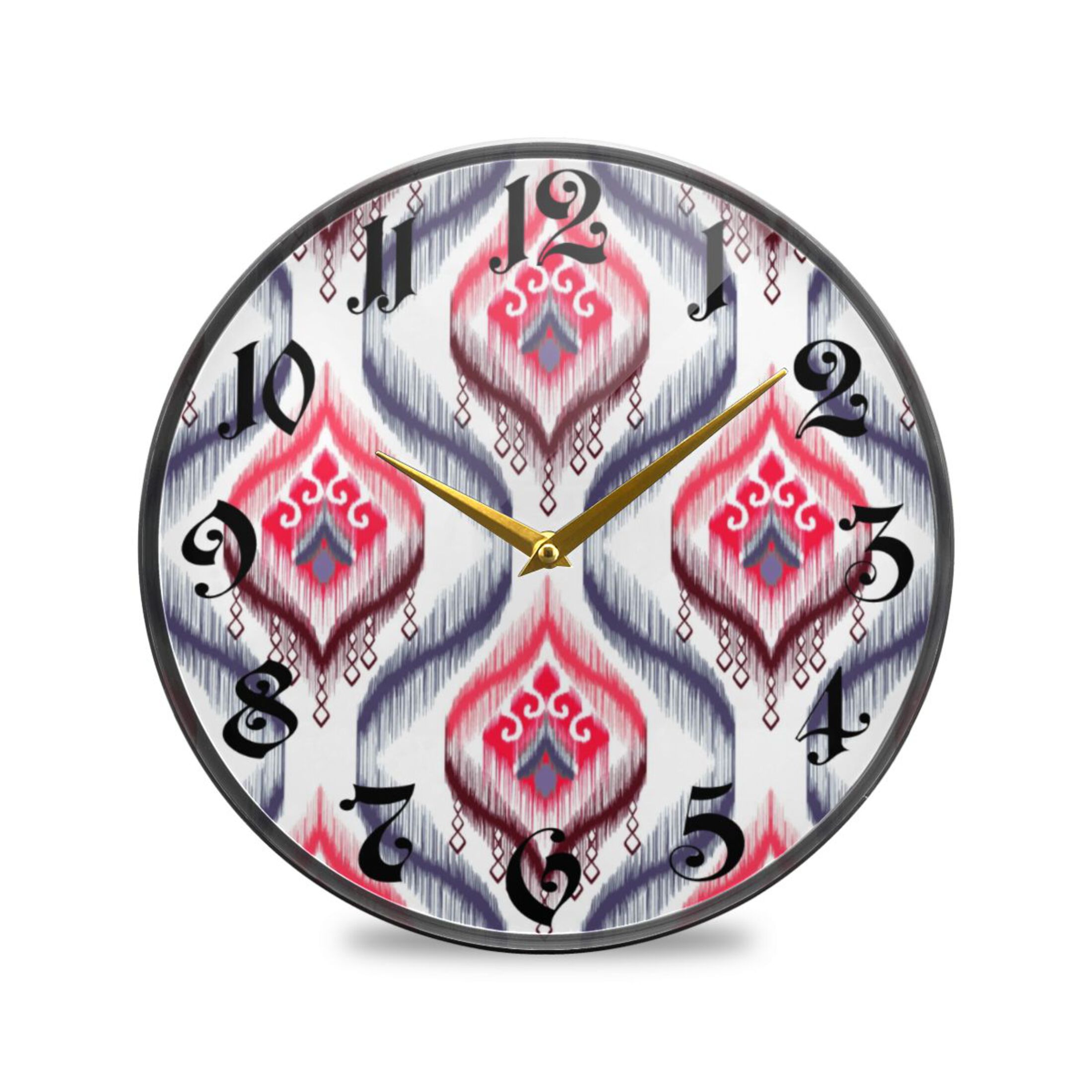 12" Round Silent Wall Clocks Tribal Boho Ethnic Mandala Acrylic Battery ...