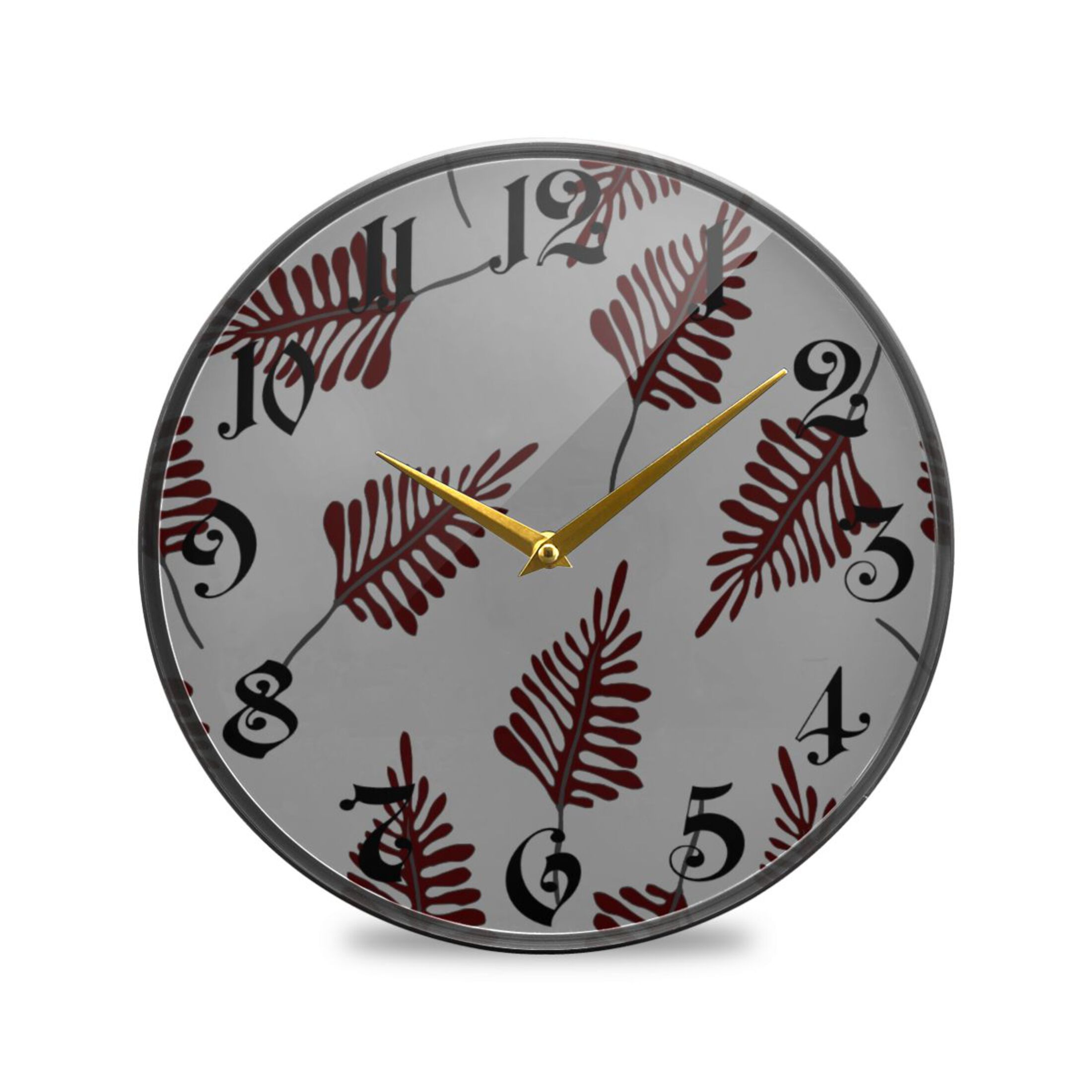 12" Round Silent Wall Clocks Tropical Palm Leaves Acrylic Battery ...