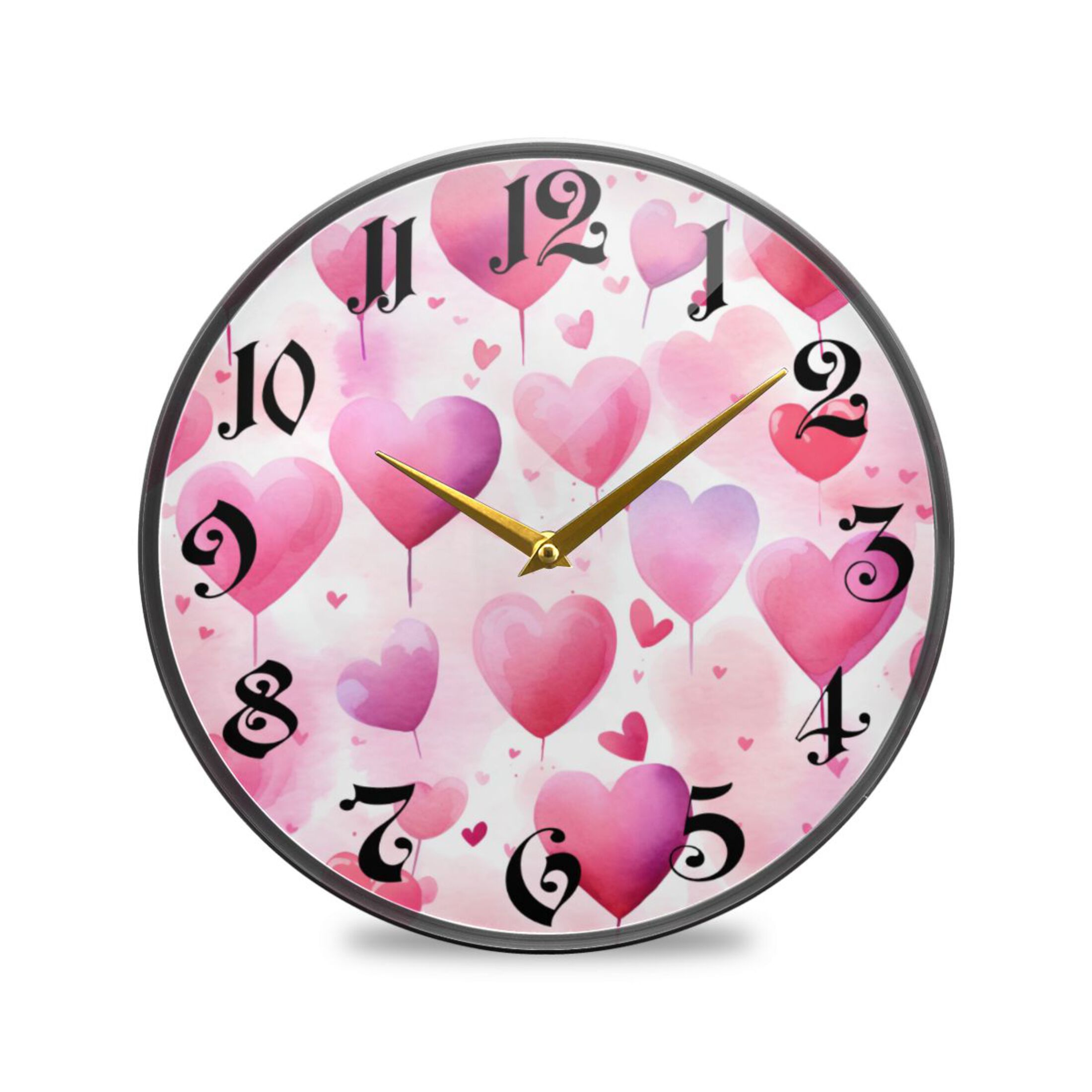 12" Round Silent Wall Clocks Valentine Love Heart Acrylic Battery ...