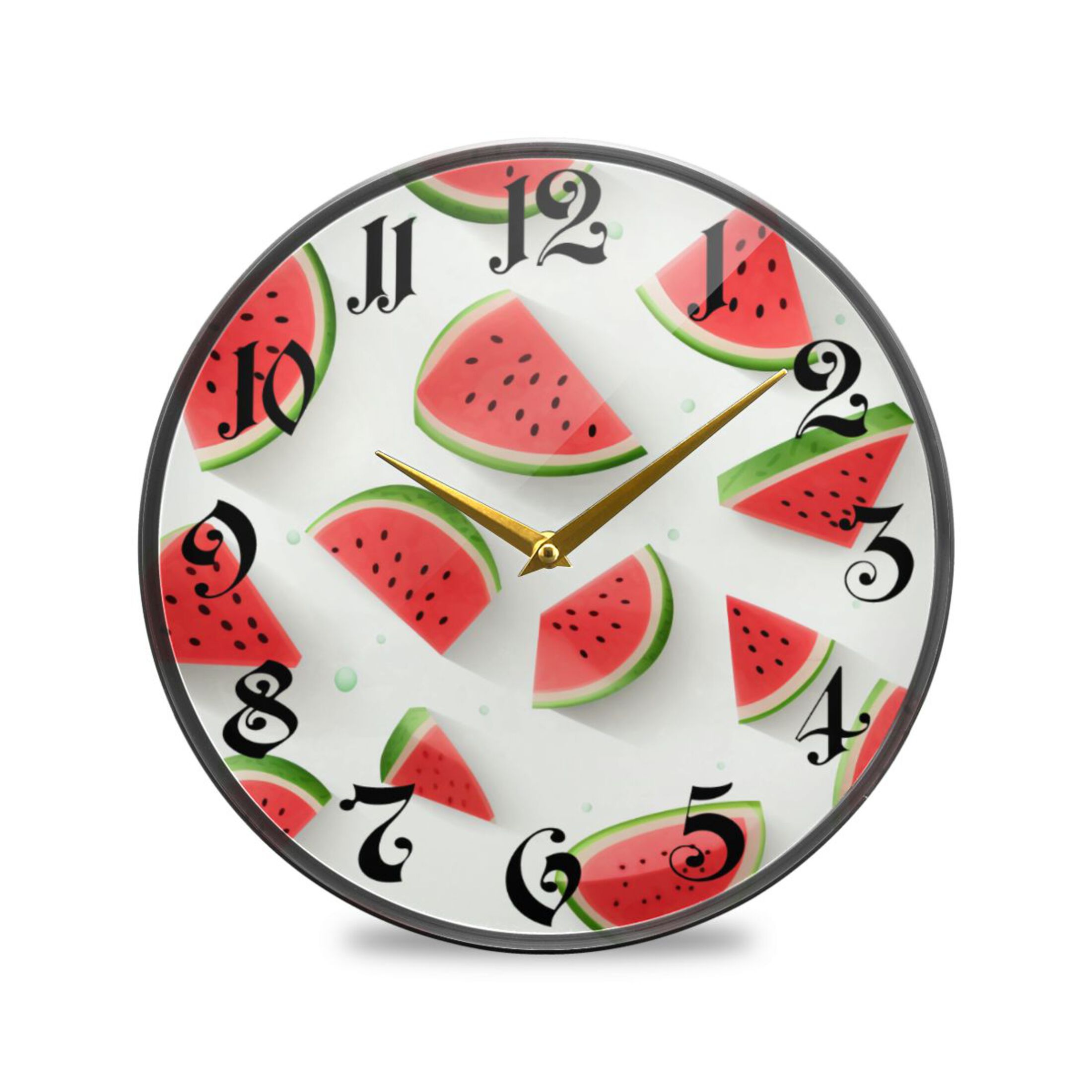 12" Round Silent Wall Clocks Watermelons Acrylic Battery Operated Clock ...