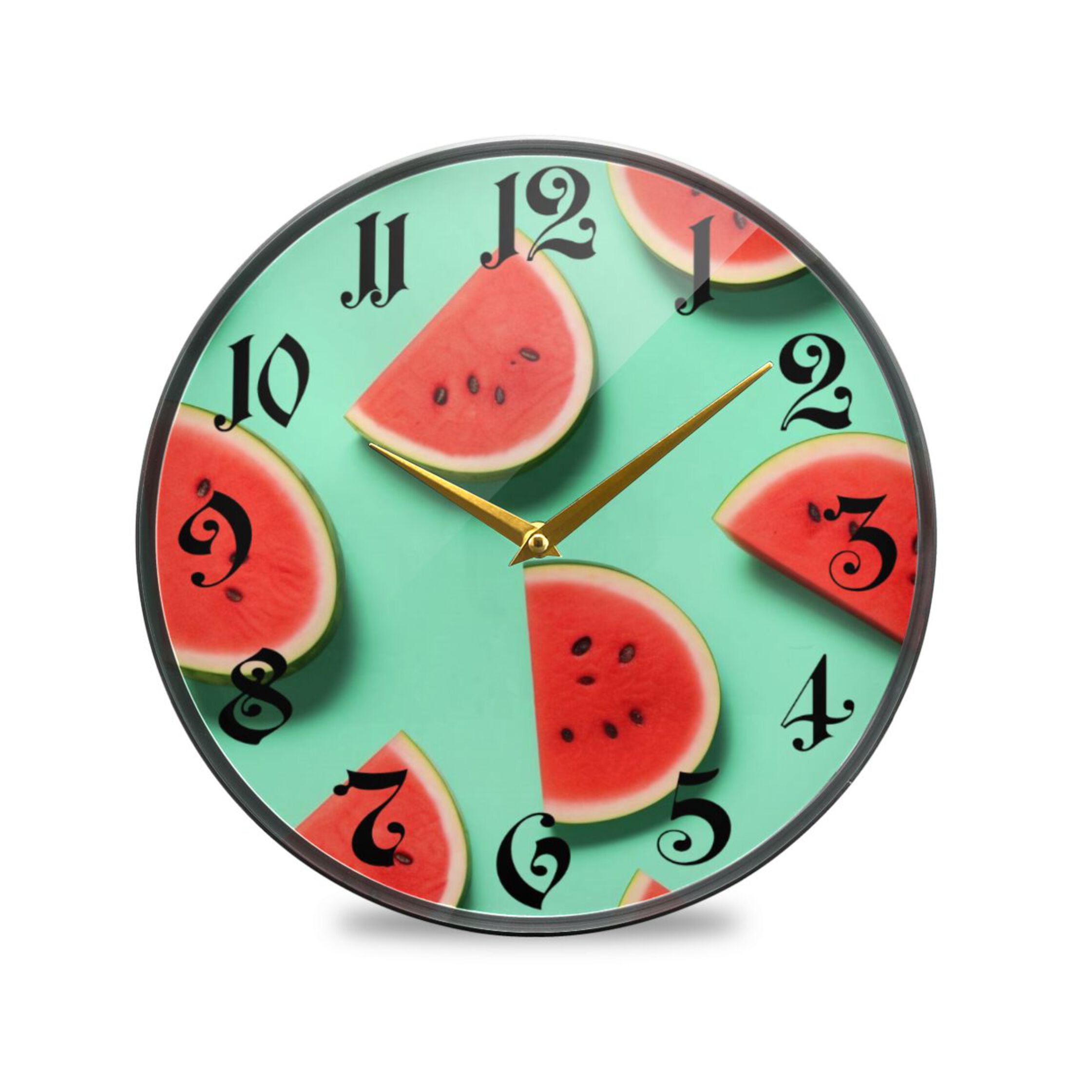 12" Round Silent Wall Clocks Watermelons Acrylic Battery Operated Clock ...