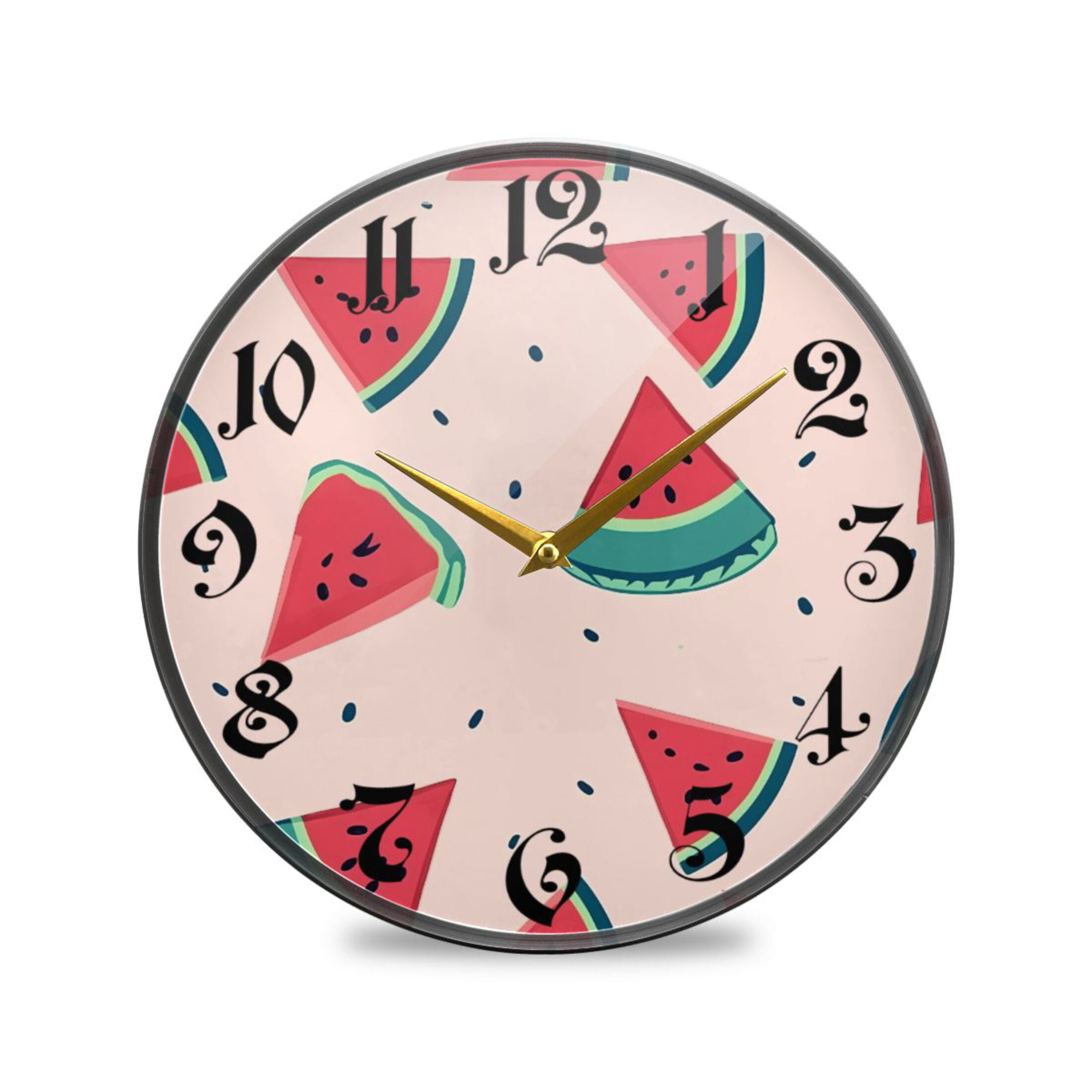 12" Round Silent Wall Clocks Watermelons Fruits Acrylic Battery ...