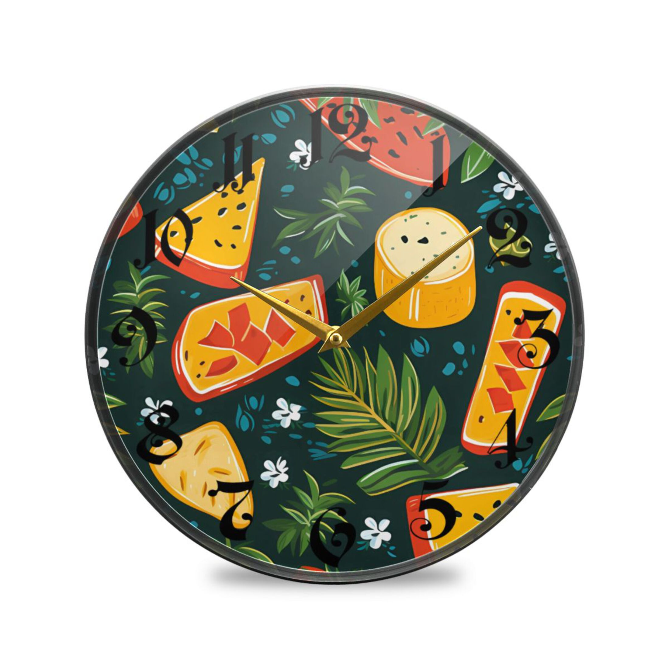 12" Round Silent Wall Clocks Watermelons and Leaves Acrylic Battery ...