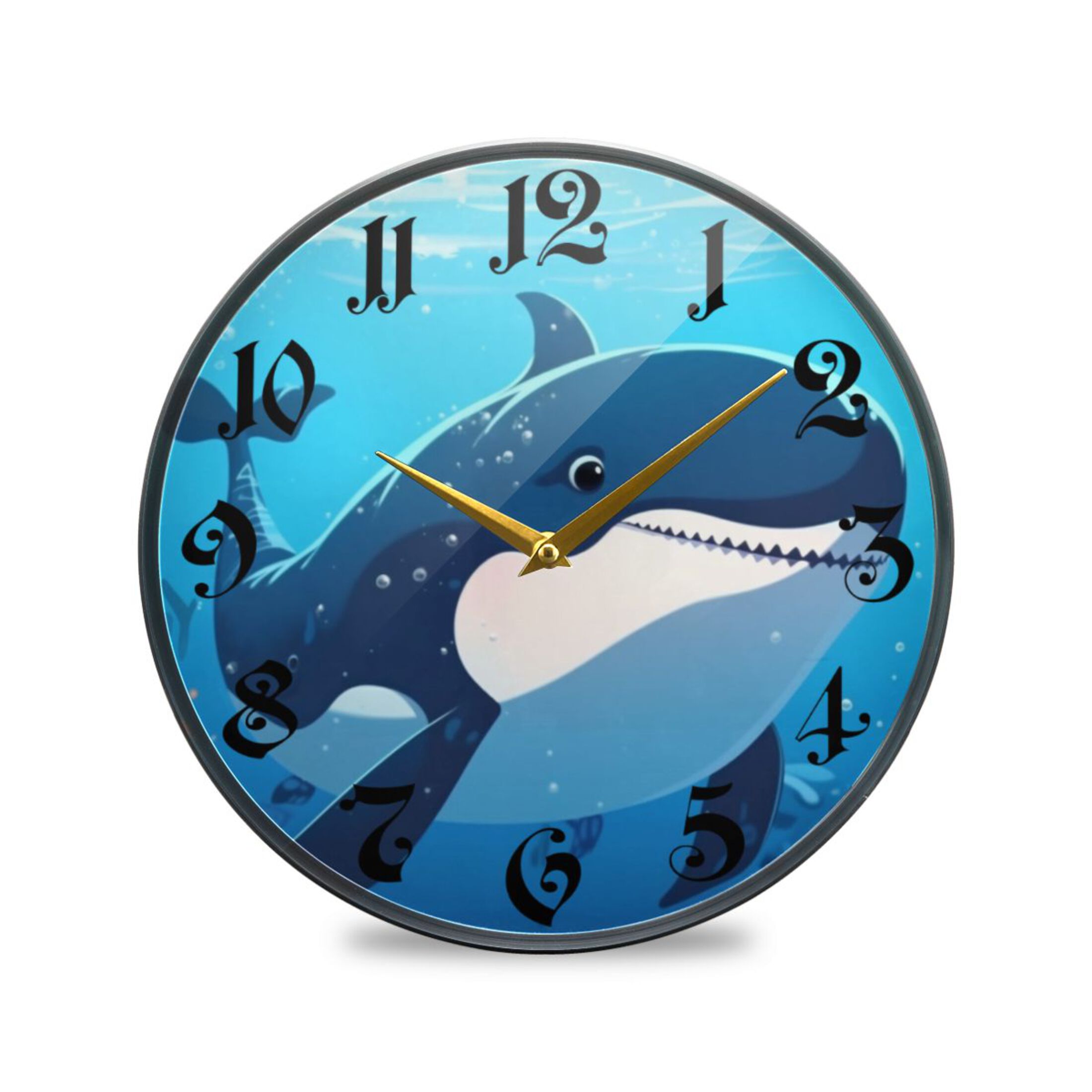 12" Round Silent Wall Clocks Whale in Sea Acrylic Battery Operated ...