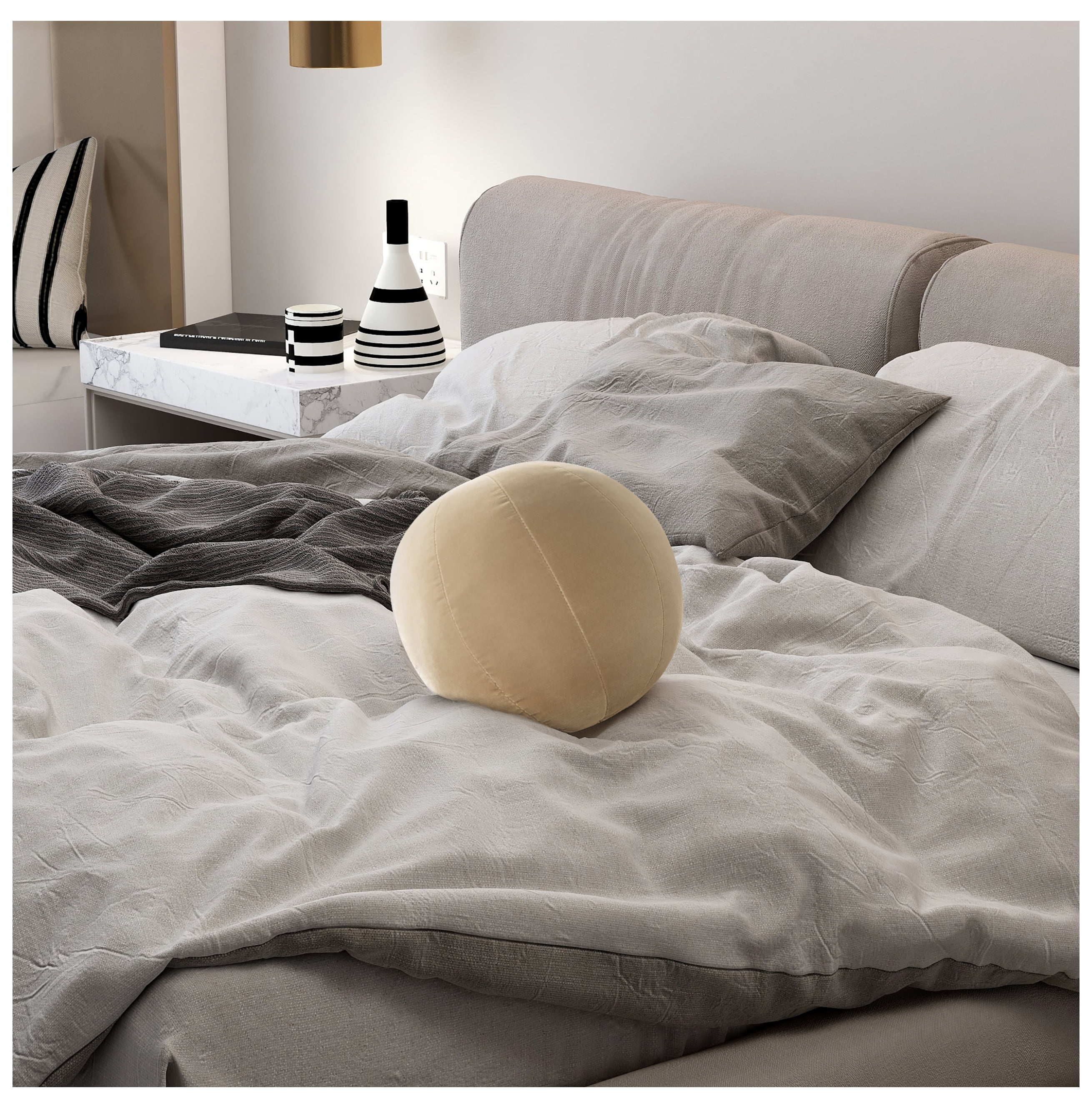 12" Round Sphere Accent Ball Throw Pillow, Fawn Brown Performance ...