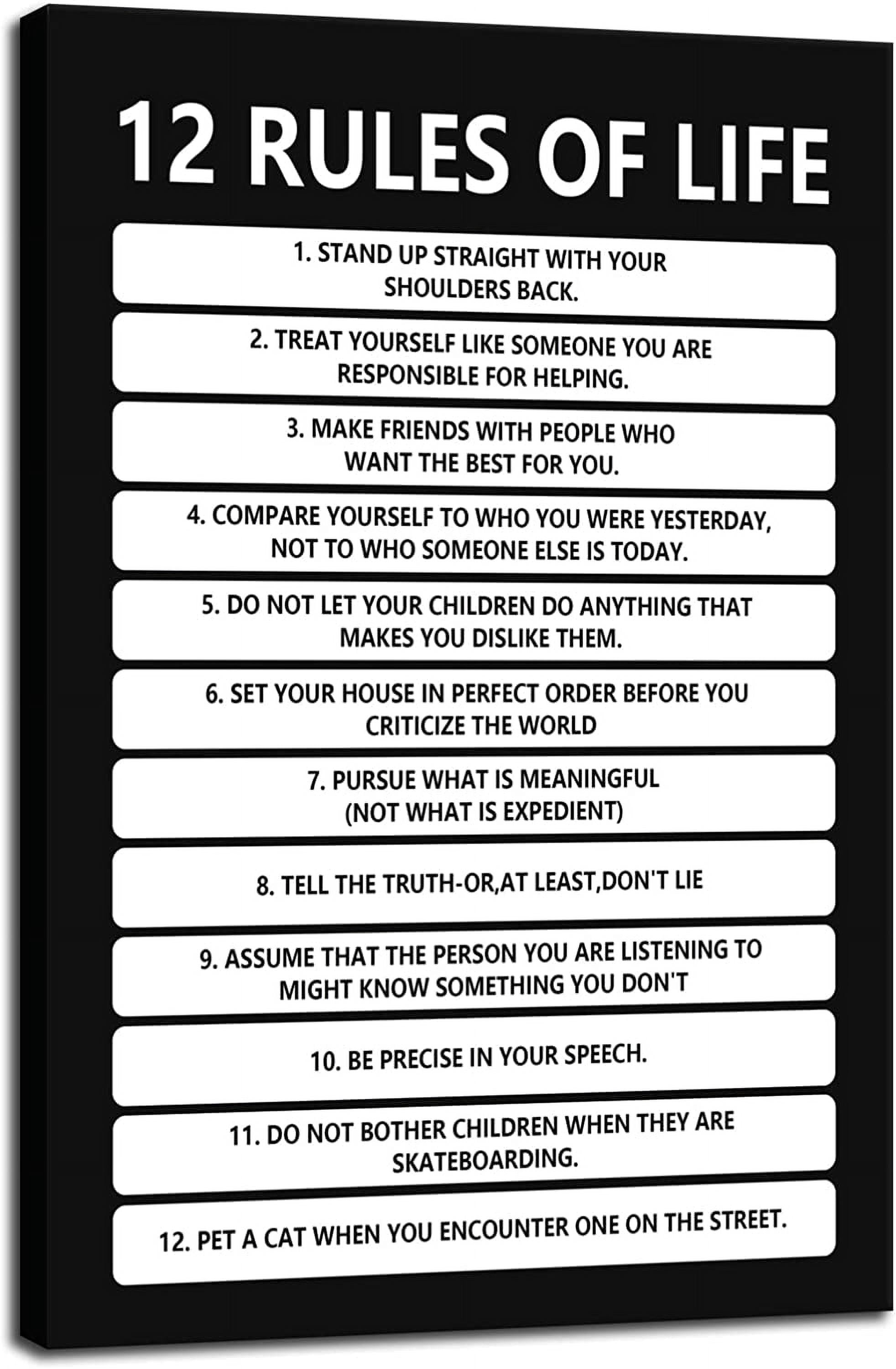12 Rules of Life Inspirational Wall Art for Office Motivational Canvas ...