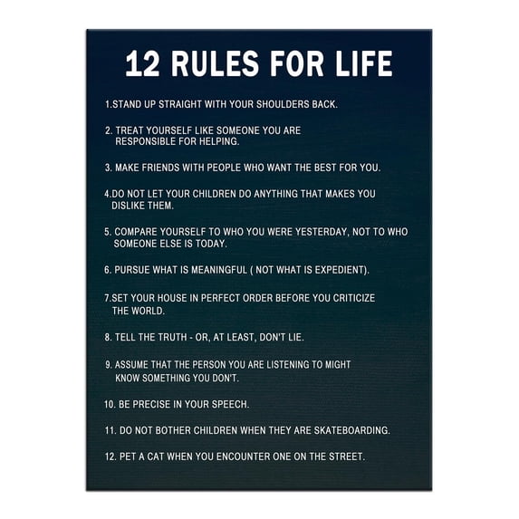12 Rules for Life Motivational Print on Canvas for Office Wall Decor ...