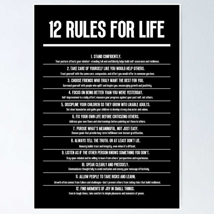 12 Rules Of Life Poster- Unframed Poster | Wall Art | Perfect For Home ...