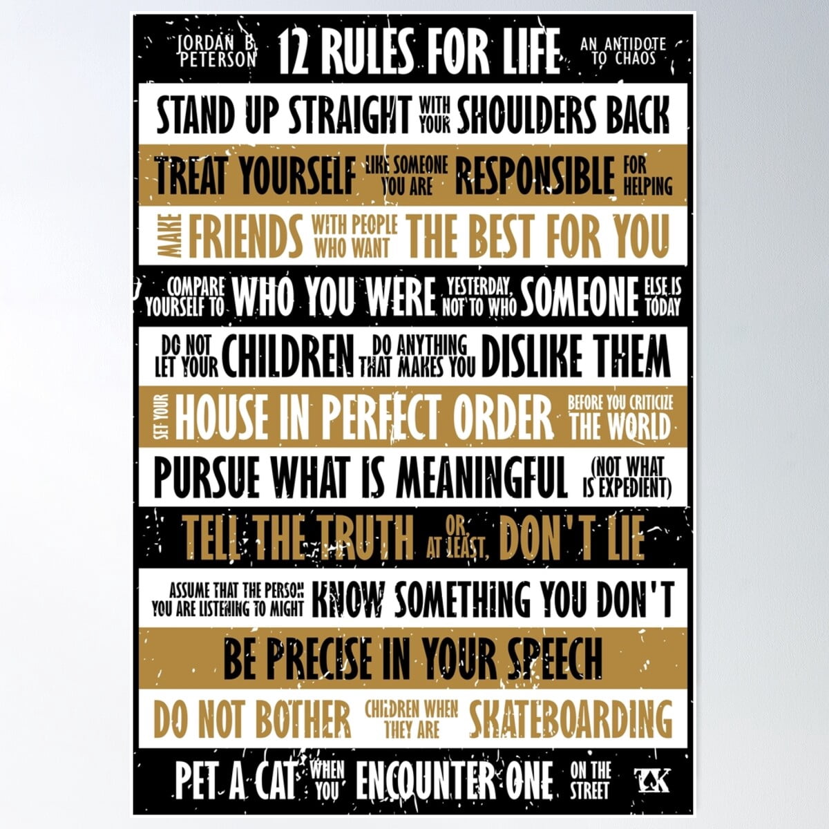 12 Rules for Life by Jordan B. Peterson Poster, 12x18 UNFRAMED ...