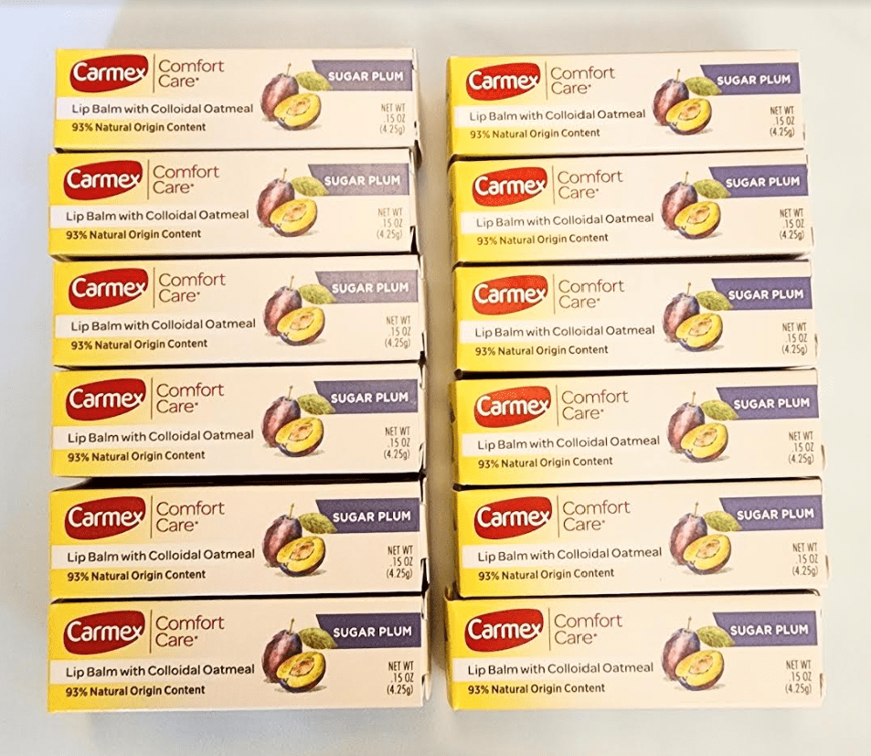 12 STICKS - CARMEX CHAPSTICK OATMEAL LIP BALM - Sugar Plum 1.5 oz ...
