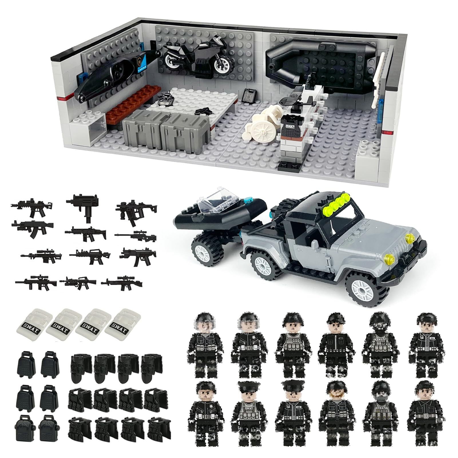 12 SWAT Figures Team with Military Gear Building Blocks Set, Special ...