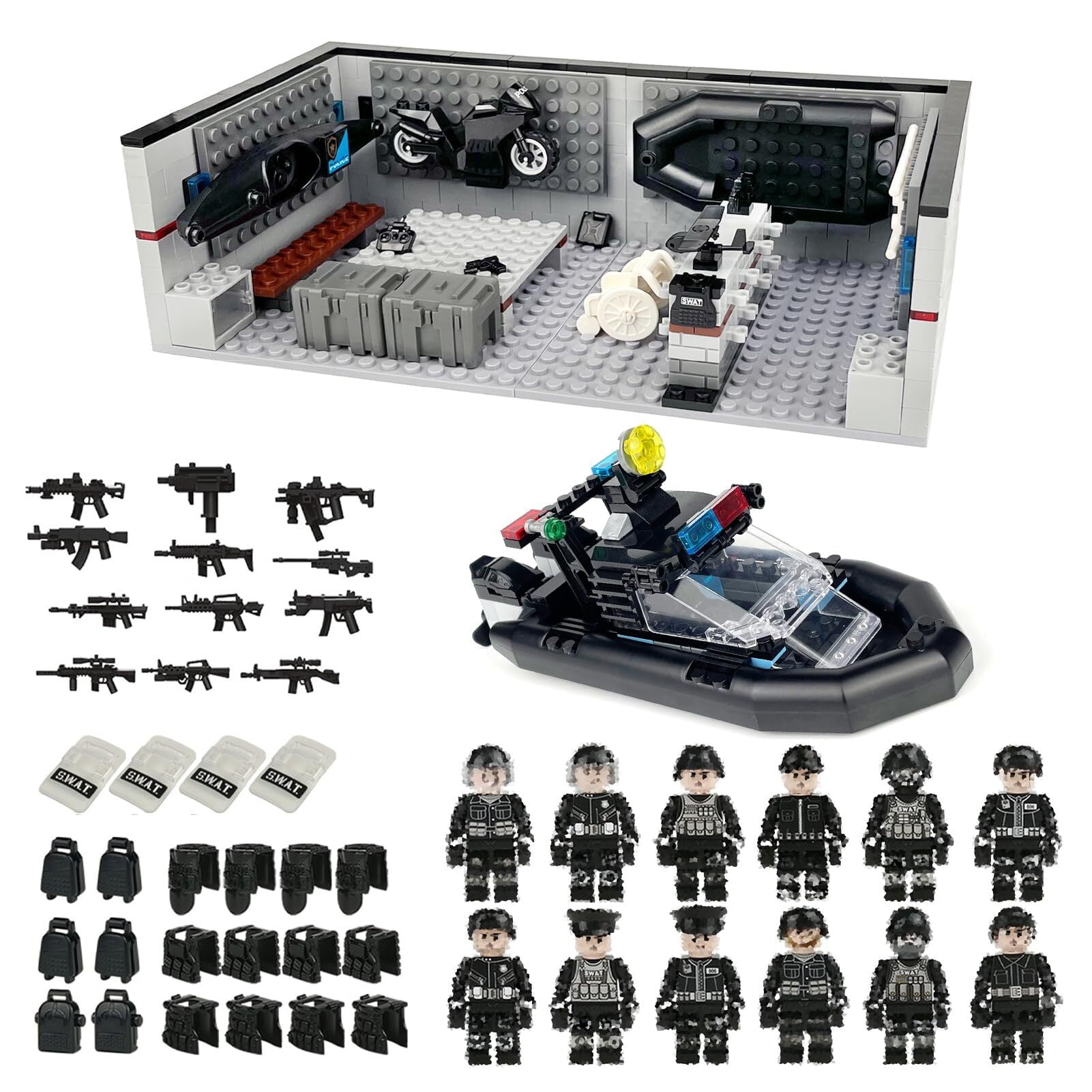 12 SWAT Figures Team with Military Gear Building Blocks Set, Special ...