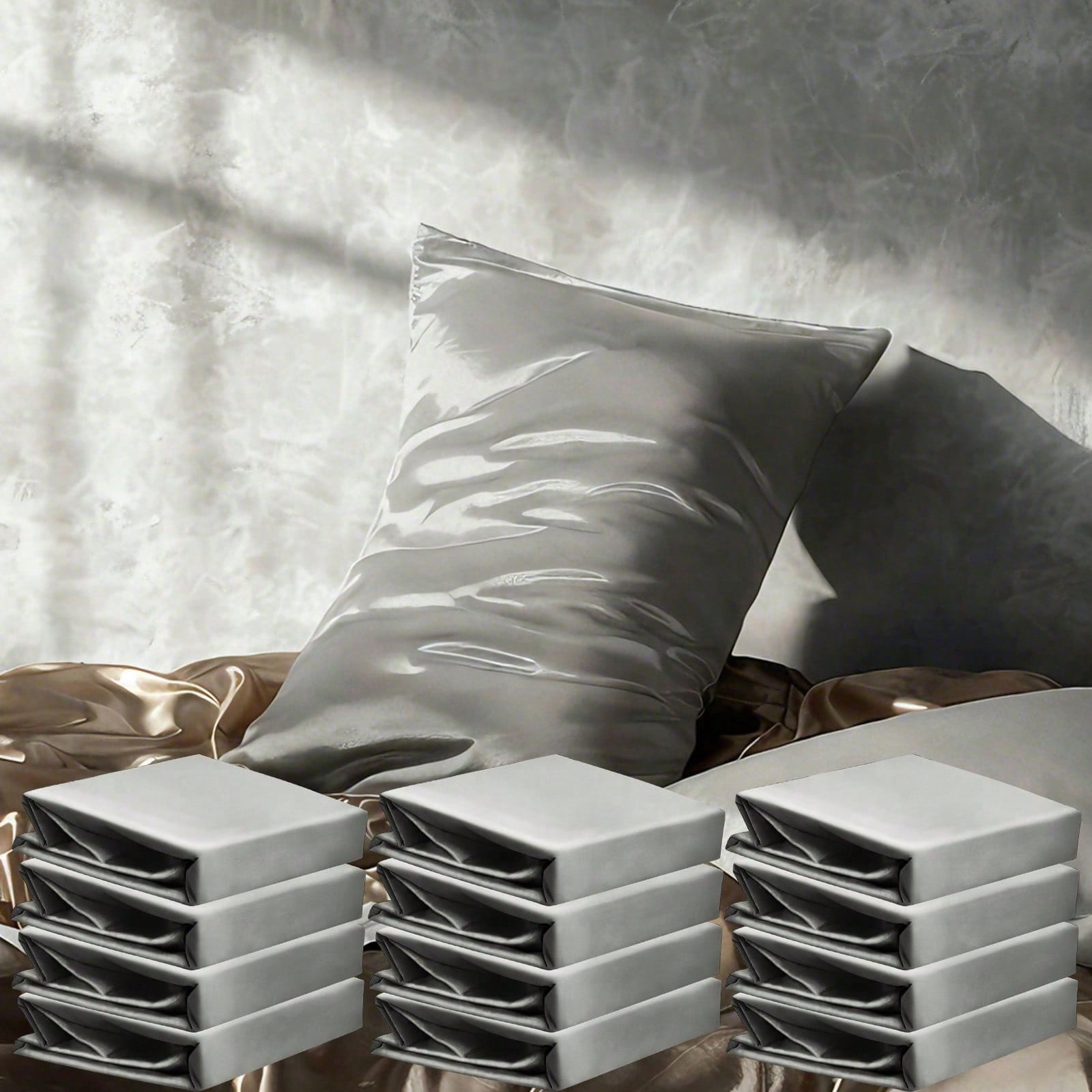 12 Satin Pillowcases, Luxurious Silky Pillowcases With Envelope Closure ...