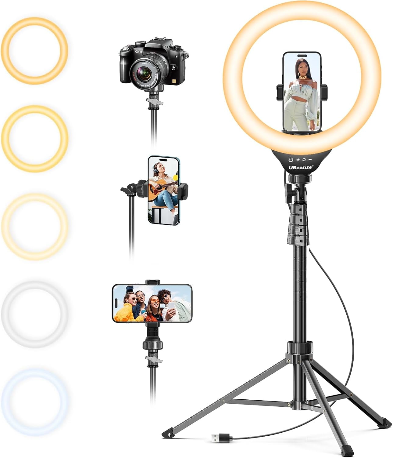 12'' Selfie Ring Light with 62’’ Tripod Stand for Video Recording, Live ...
