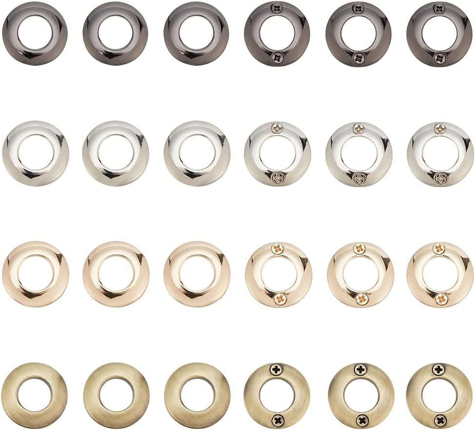 12 Set(24pcs) Screw Together Grommet Ring 4 Colors Metal Screw Rings ...