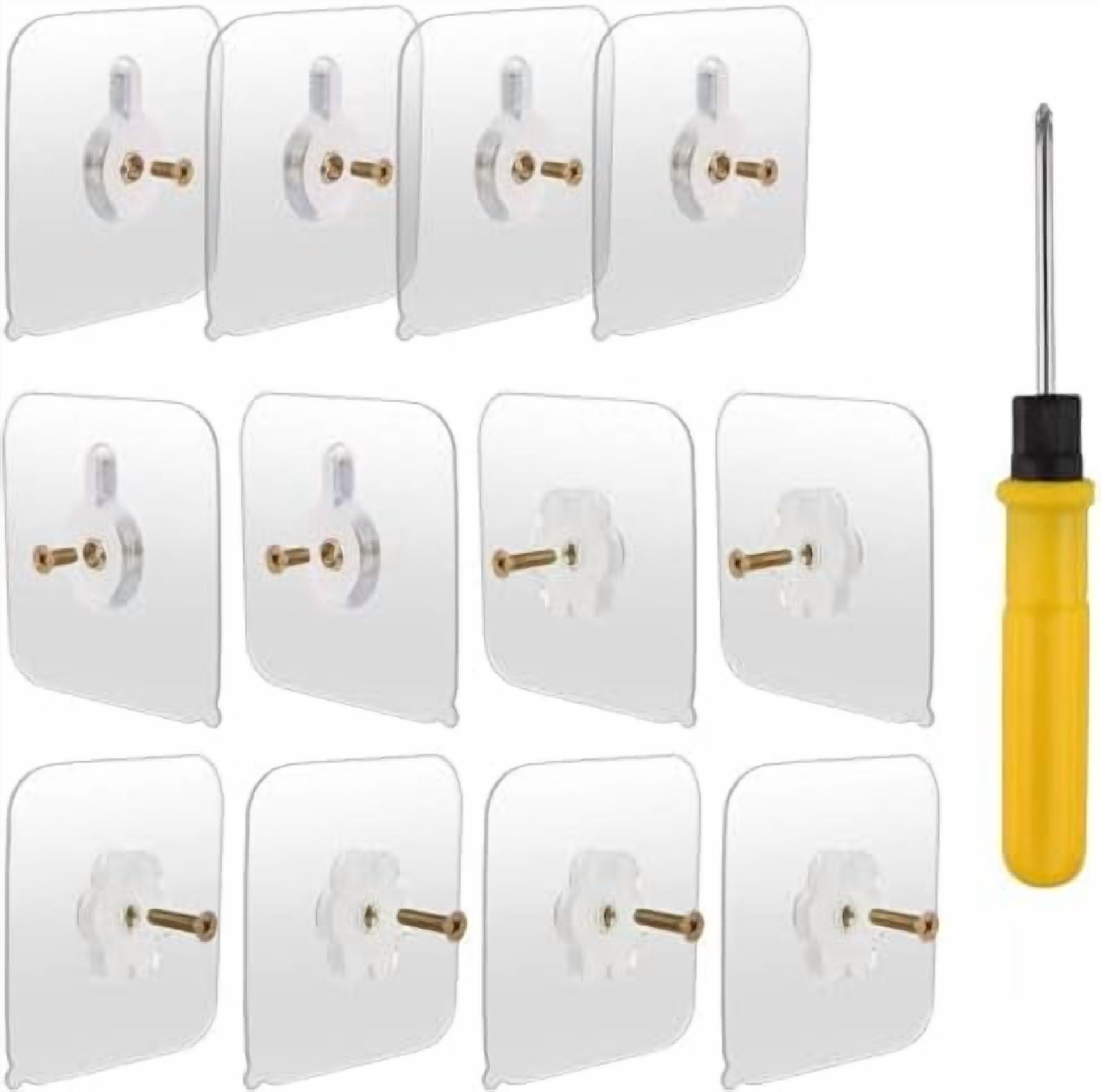 12-Set Adhesive Screws Wall Mount Hanging Nails No-Trace No Drilling ...