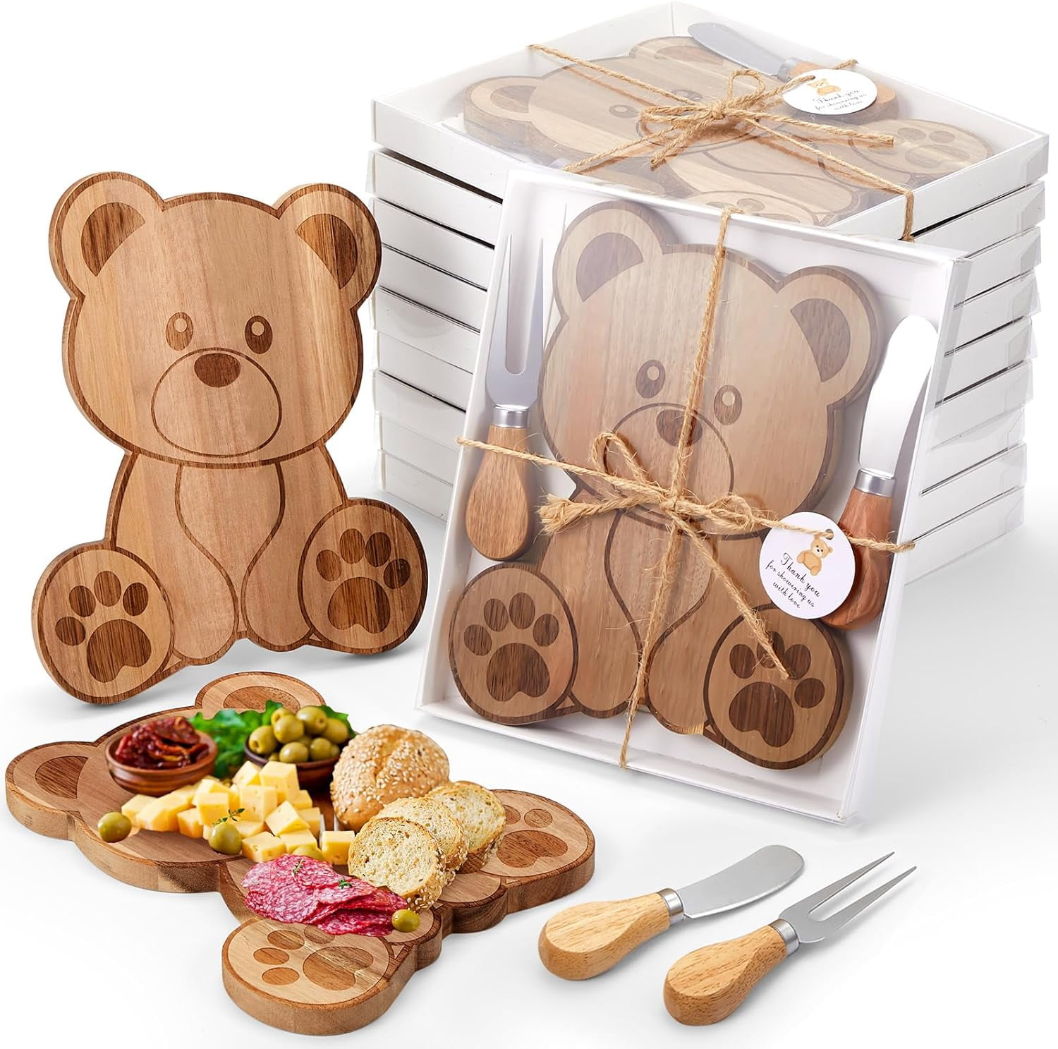 12 Set Baby Shower Party Favors Bear Shaped Cheese Board Set, Include ...