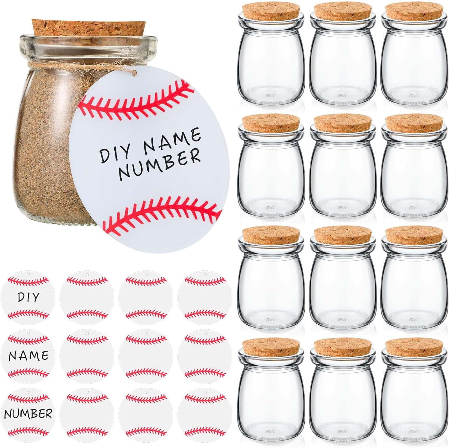 12 Set Baseball Senior Night Gift, Glass Jar for Dirt Baseball, Mini ...