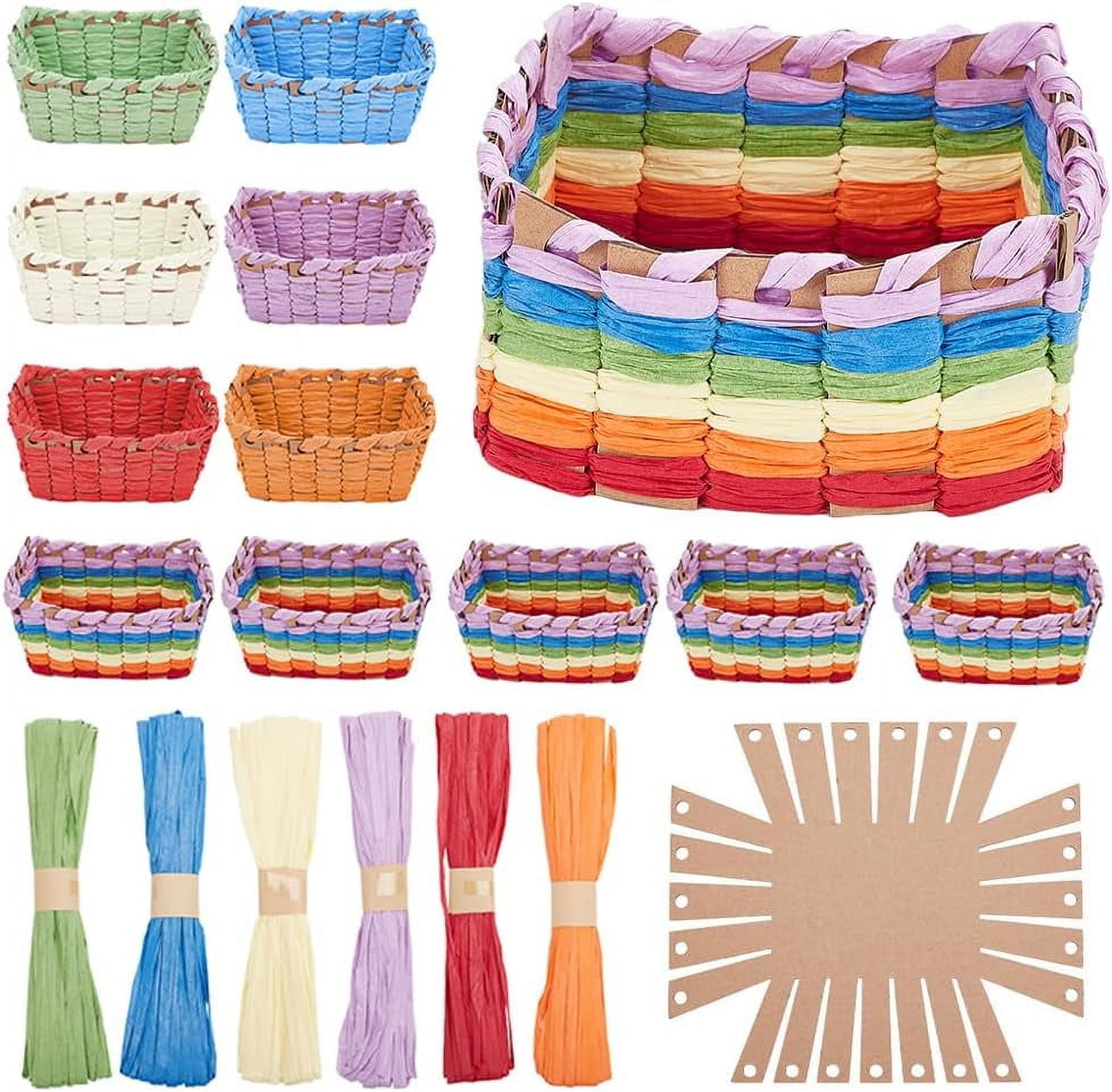 12 Set Basket Weaving Kit Square Raffia Ribbon Basket Creative Woven ...