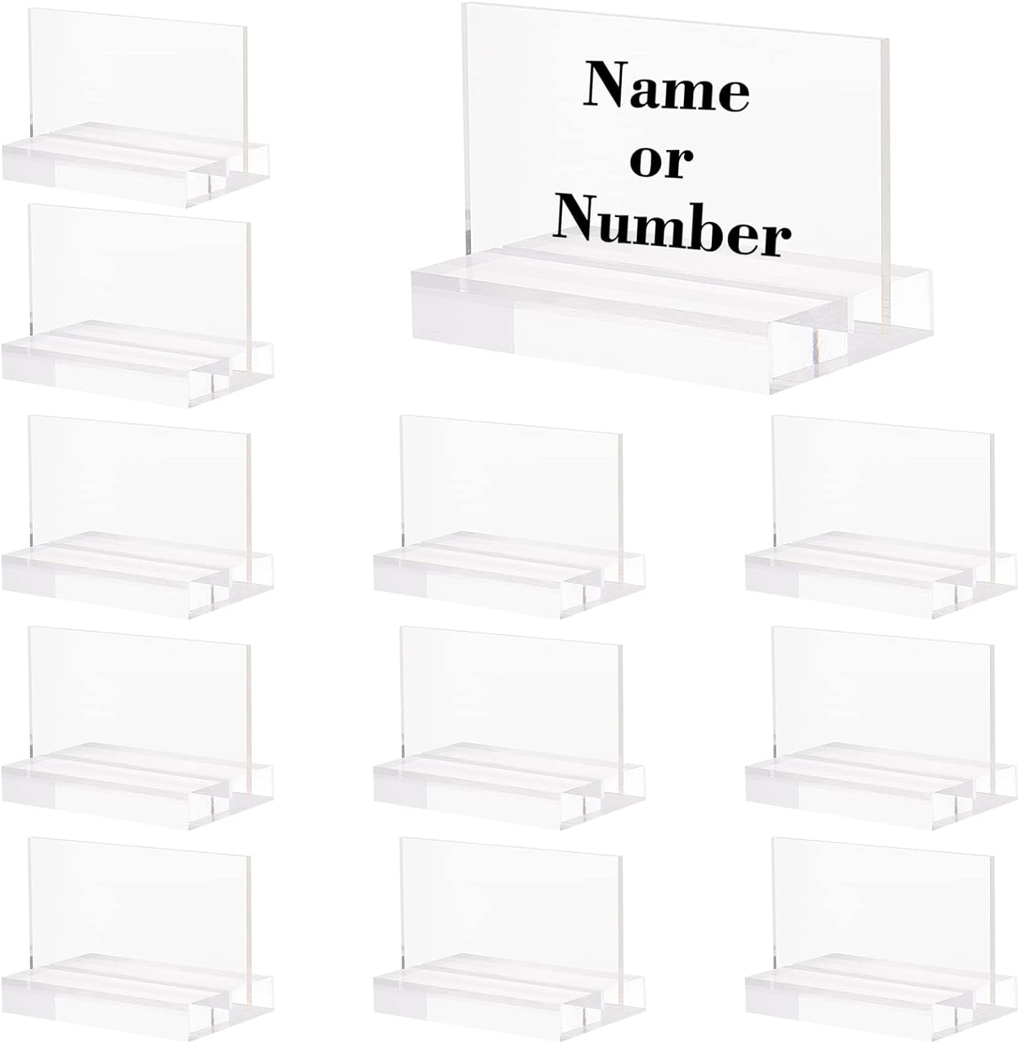 12 Set Clear Acrylic Place Card Holders 2.9x2x0.43inch Acrylic Base ...
