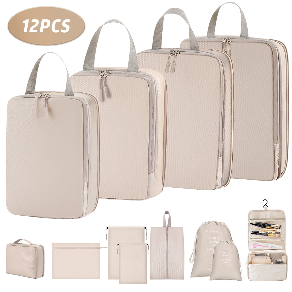 12 Set Packing Cubes for Travel, Premium Suitcase Organizer Bags Set ...