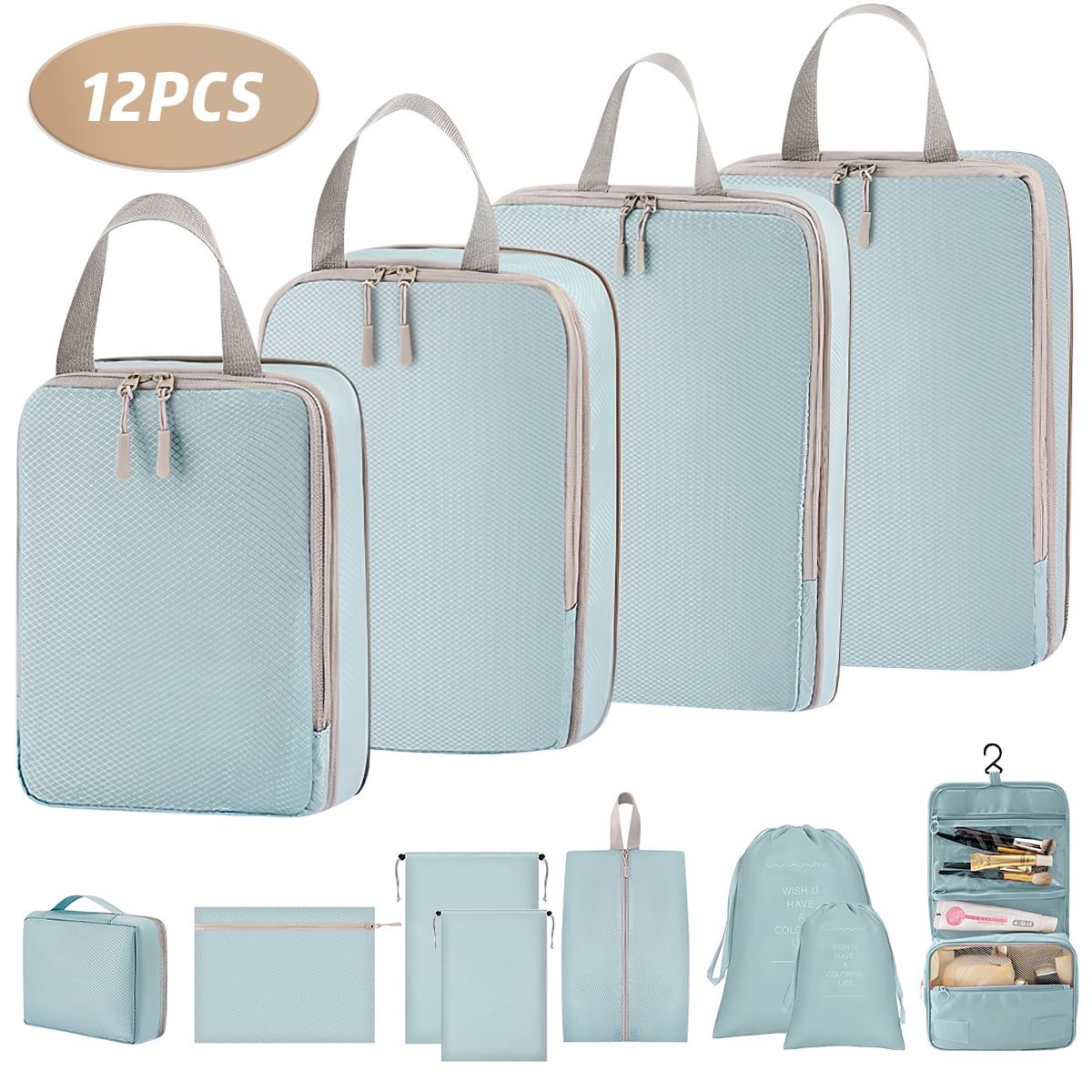 12 Set Packing Cubes for Travel, Premium Suitcase Organizer Bags Set ...