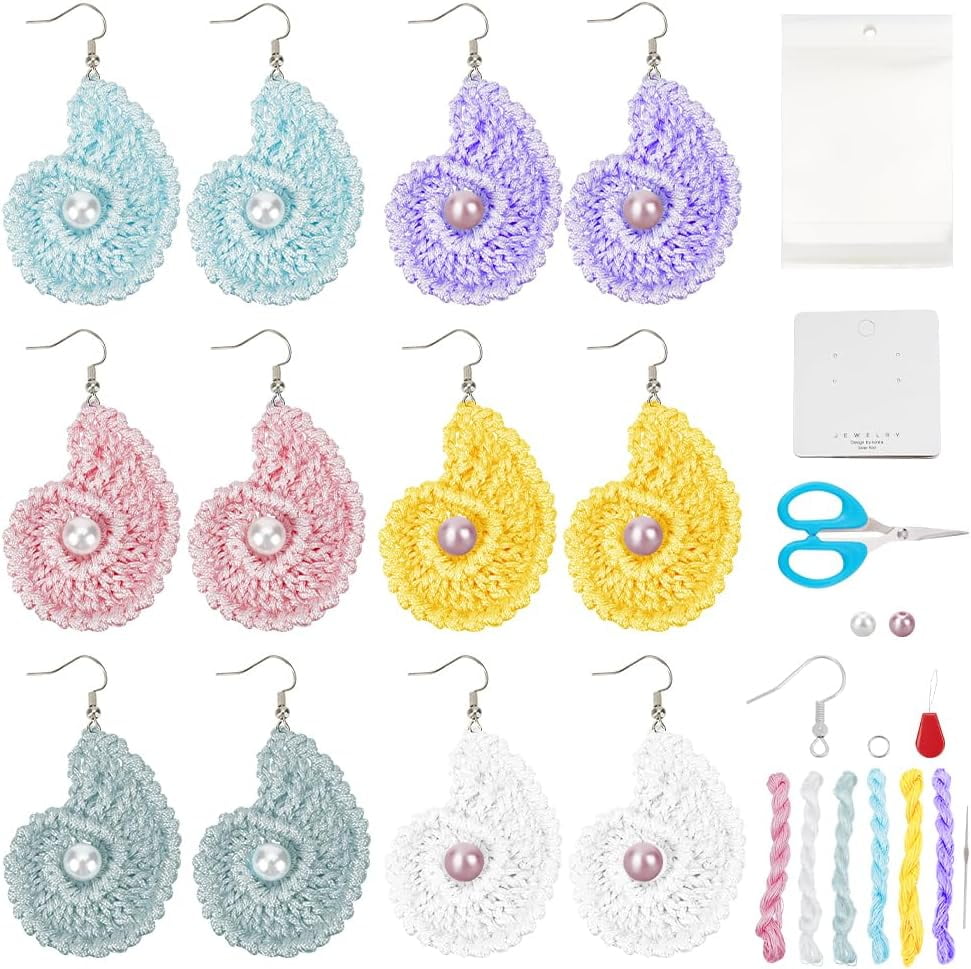 12 Set Conch Shell Earrings Kit Crochet Kit DIY Earring Making ...