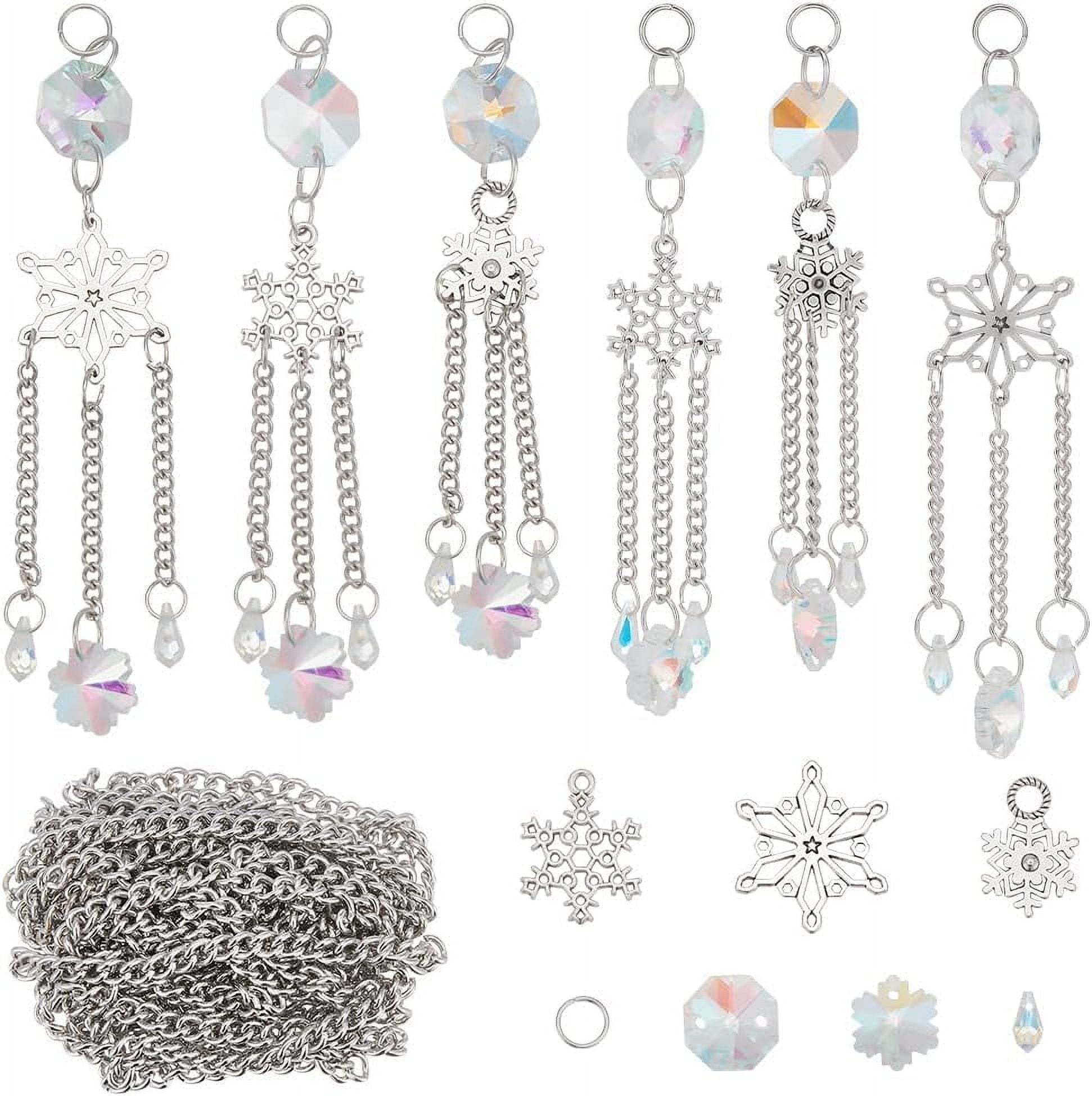 12 Set DIY Car Sun Catcher Ornament Snowflake Design Hanging Crystal ...