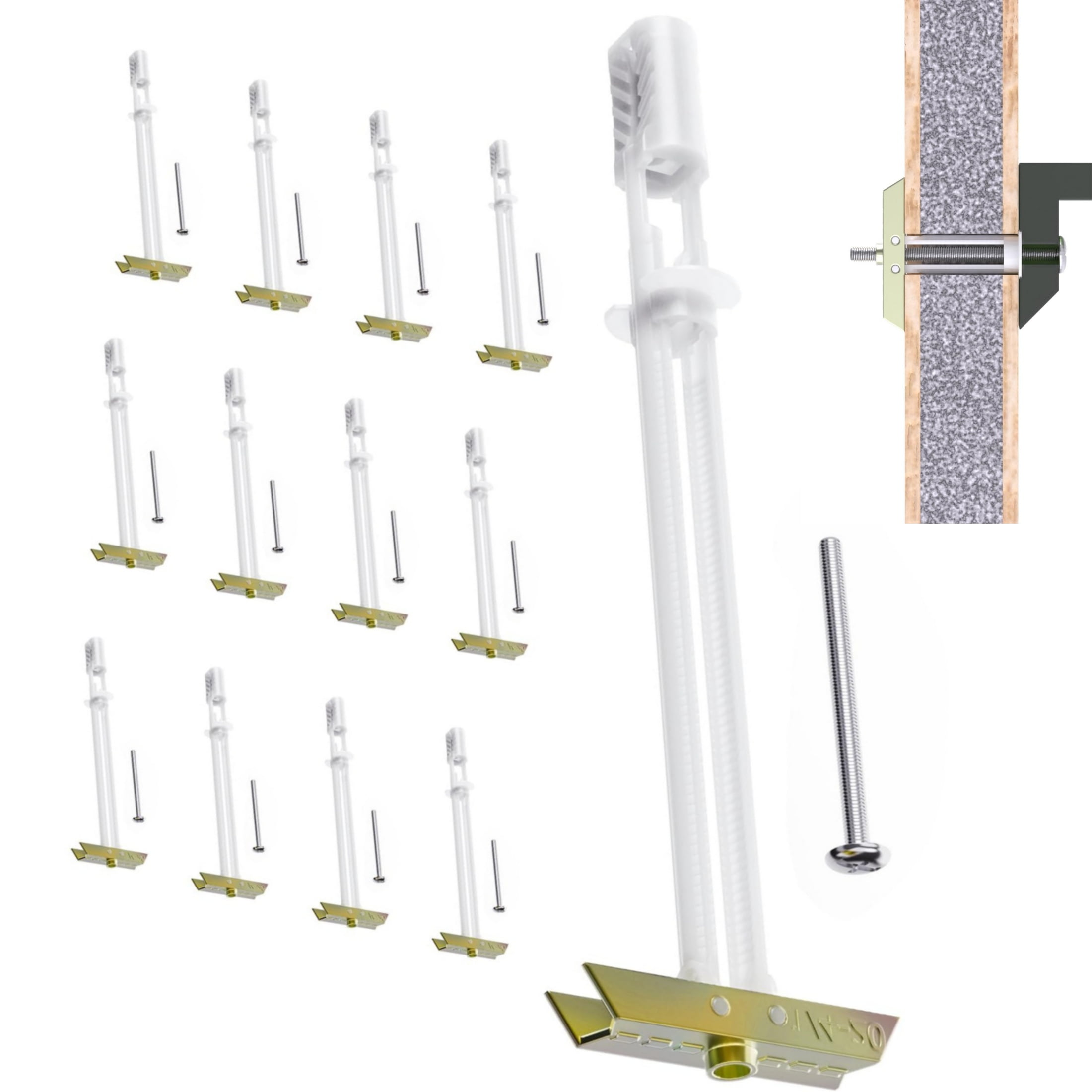 12 Set Drywall Anchors with Bolts for 1/4-20 Gauge Fasteners, Cavity ...