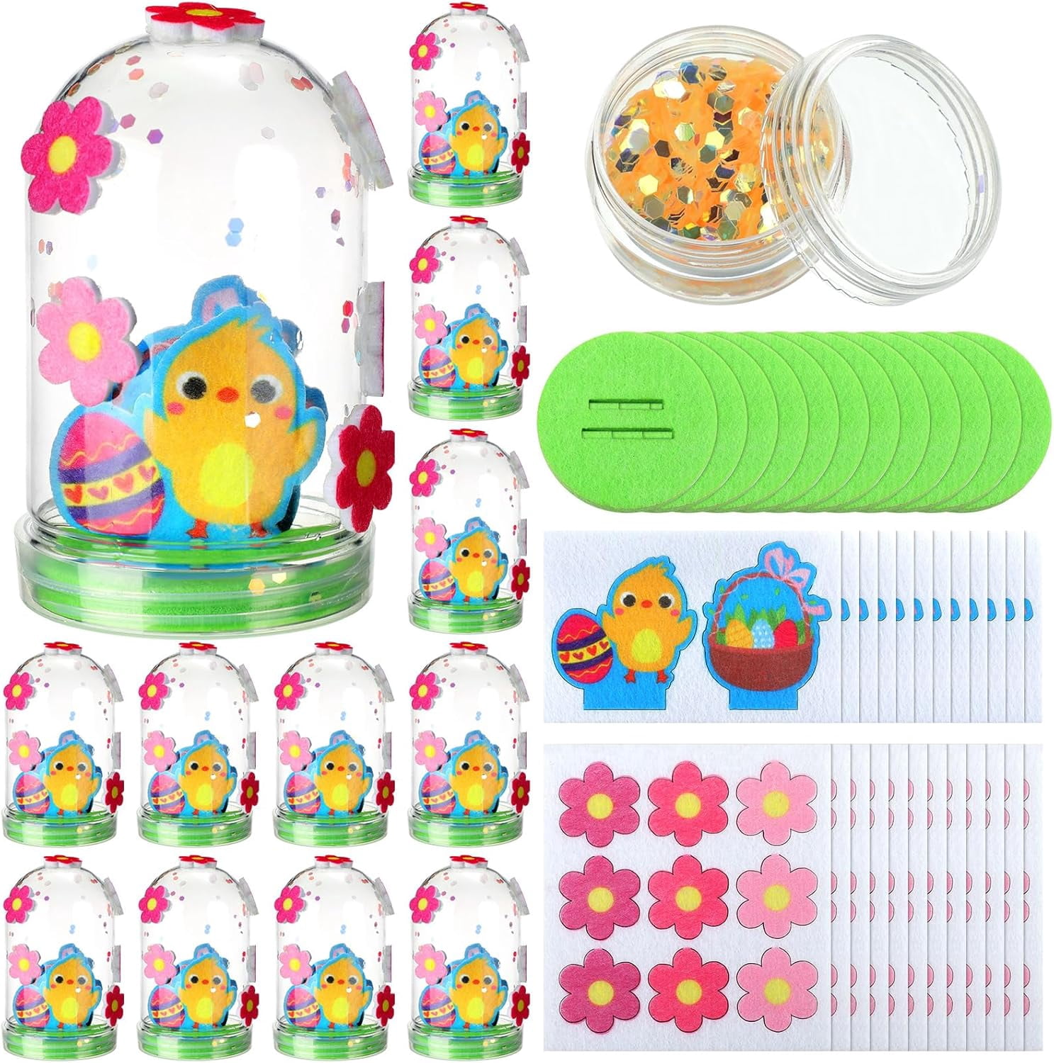 12 Set Easter Snow Globes Kit for Kids Make Your Own Glitter Globe ...