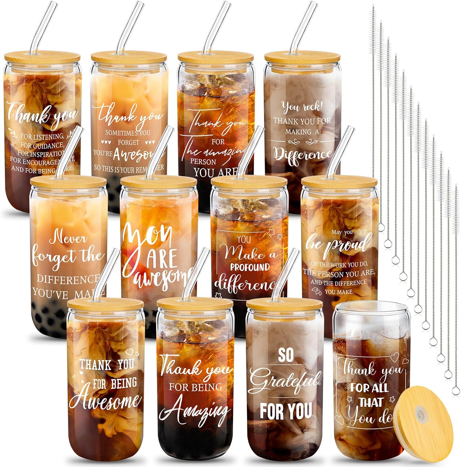 12 Set Employee Appreciation Gifts Thank You Glass Cups Gifts for Staff ...
