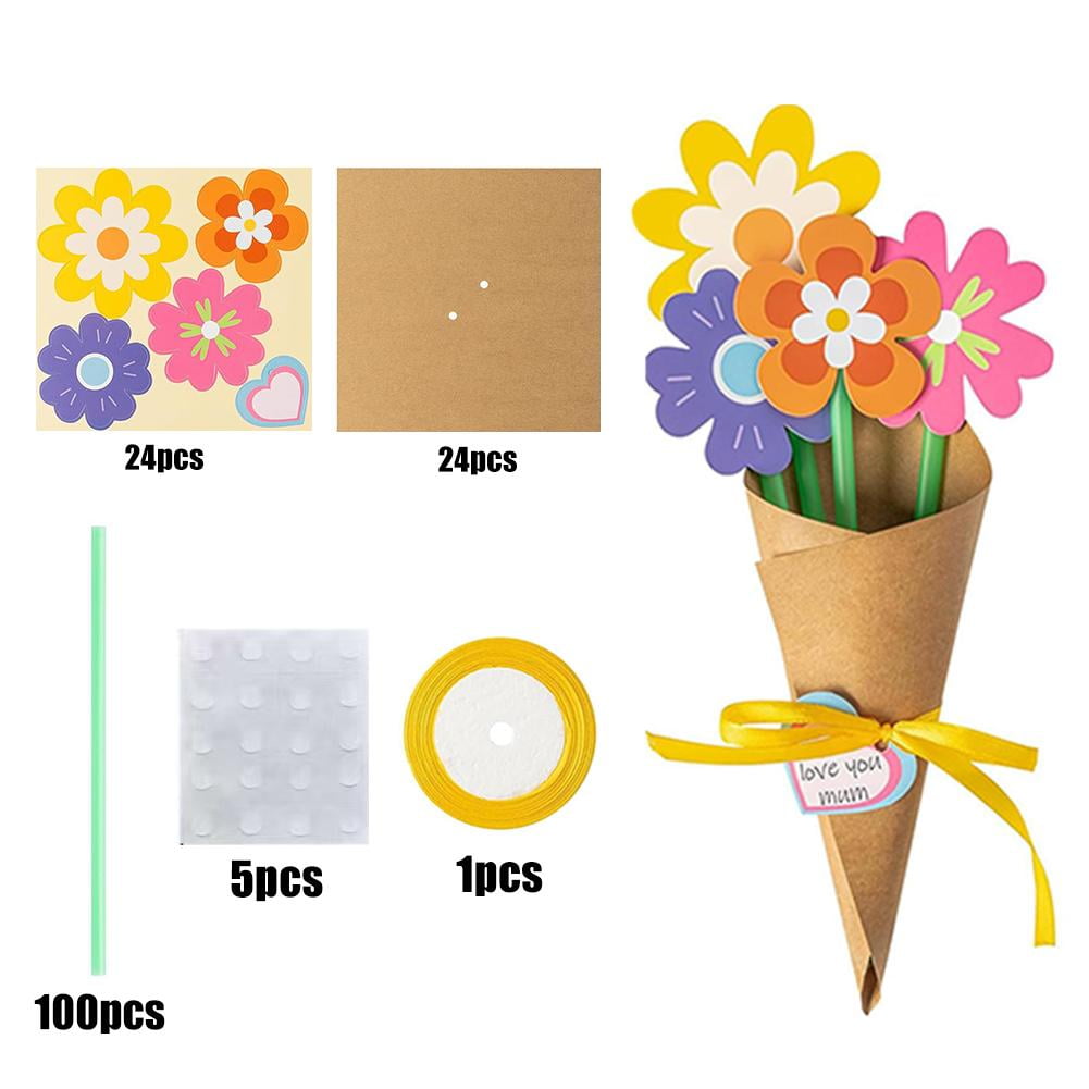 12 Set Flower Bouquet Craft Kit,DIY Paper Craft Flowers Mother's Day ...