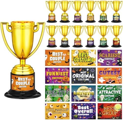 12 Set Halloween Trophy Awards Best Costume Trophy Certificates Awards ...