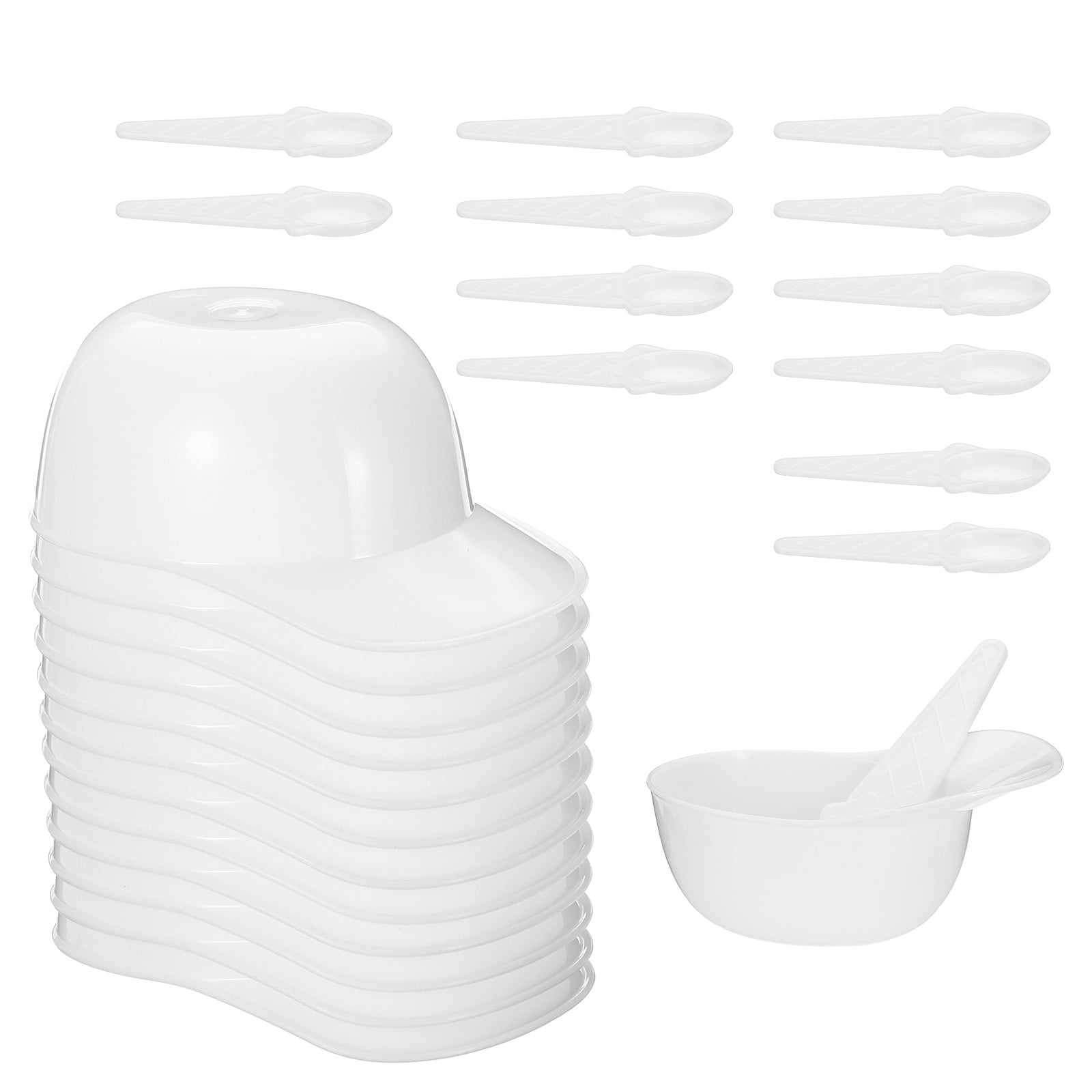 12 Set Ice Cream Bowls and Spoons Set, 8oz Baseball Cap Ice Cream Bowl ...