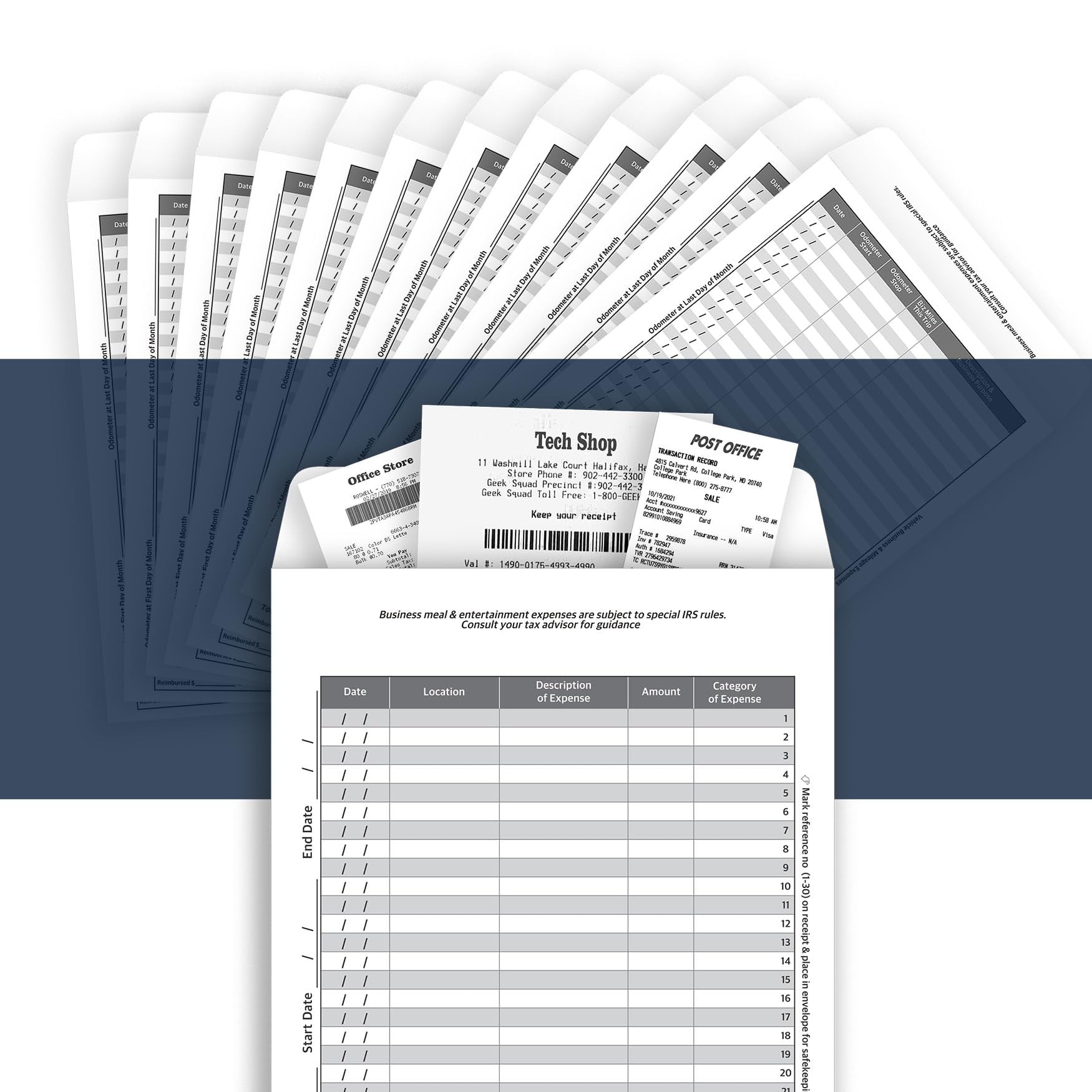 12 Set Receipts Organizer & Expense Envelope, Business Expense Tracker ...
