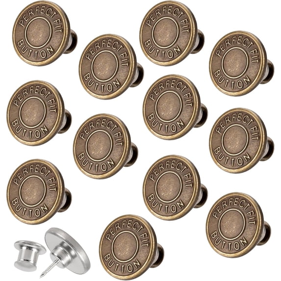 12 Sets 0.67 in/17mm,Jean Button Replacement,Extra Buttons to Tighten ...