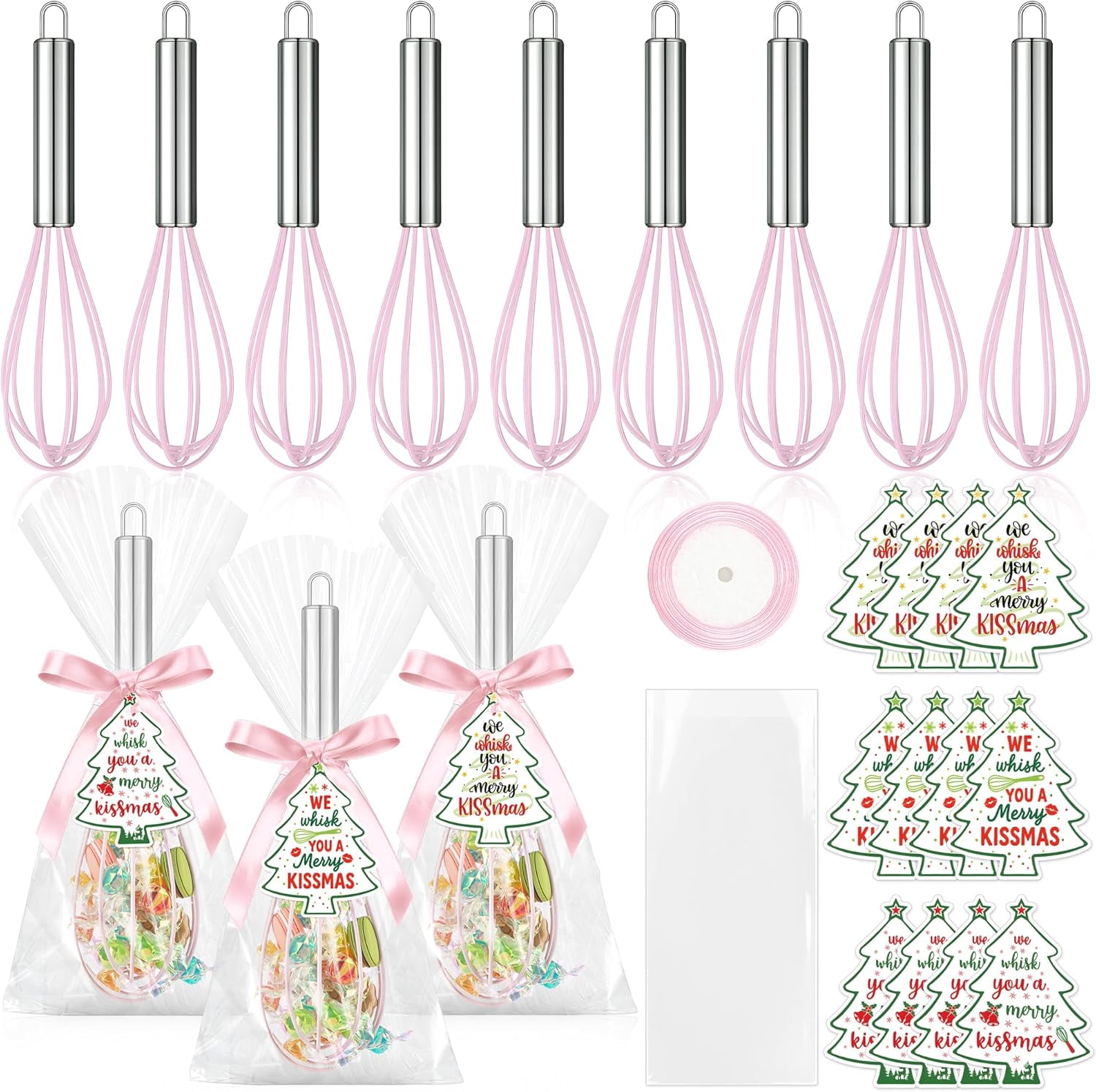 12 Sets 10 Inch Christmas Whisk Baking Gifts, DIY Fillable Christmas ...
