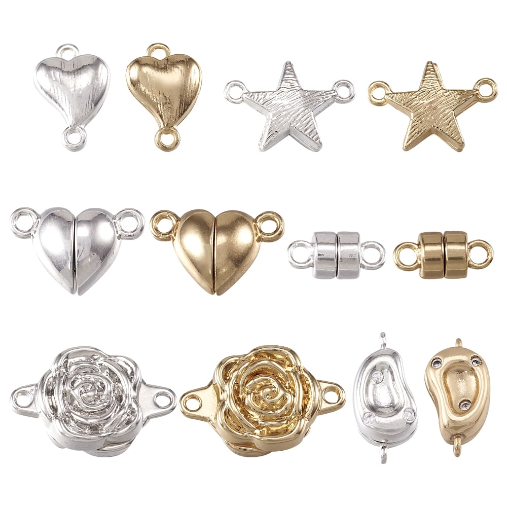 12 Sets 12 Styles Brass Magnetic Clasps for Jewelry Making Column ...