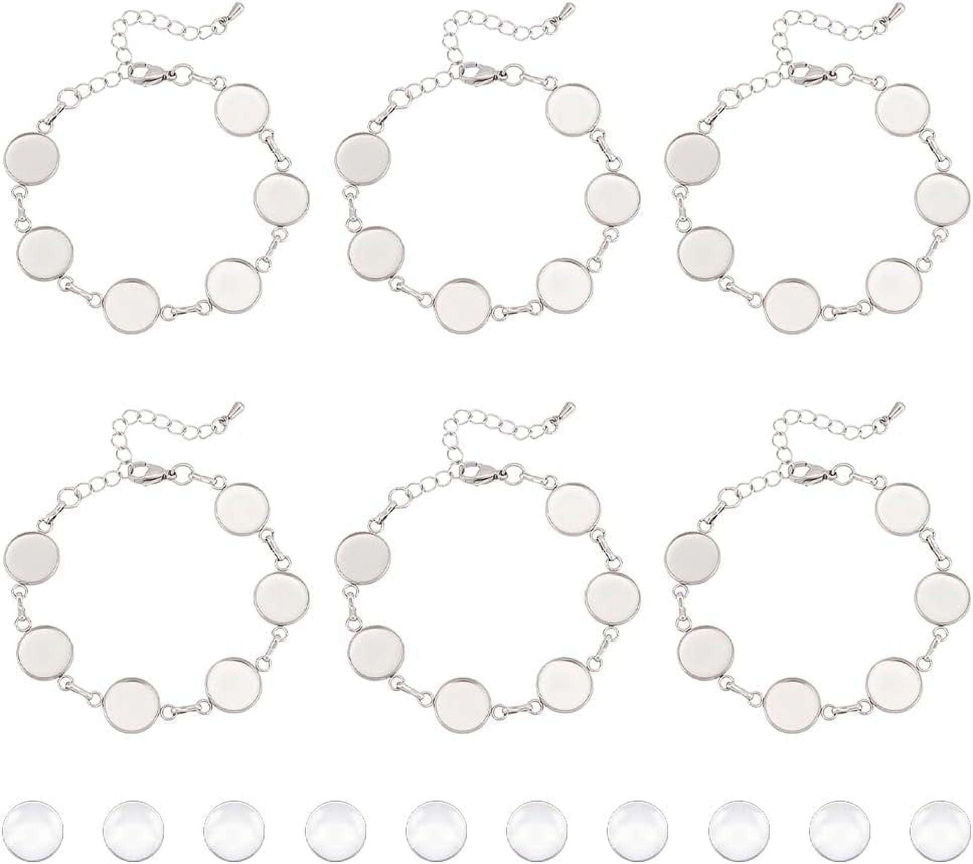 12 Sets 17cm Bracelets Making Kit 304 Stainless Steel Bracelets Bezel ...