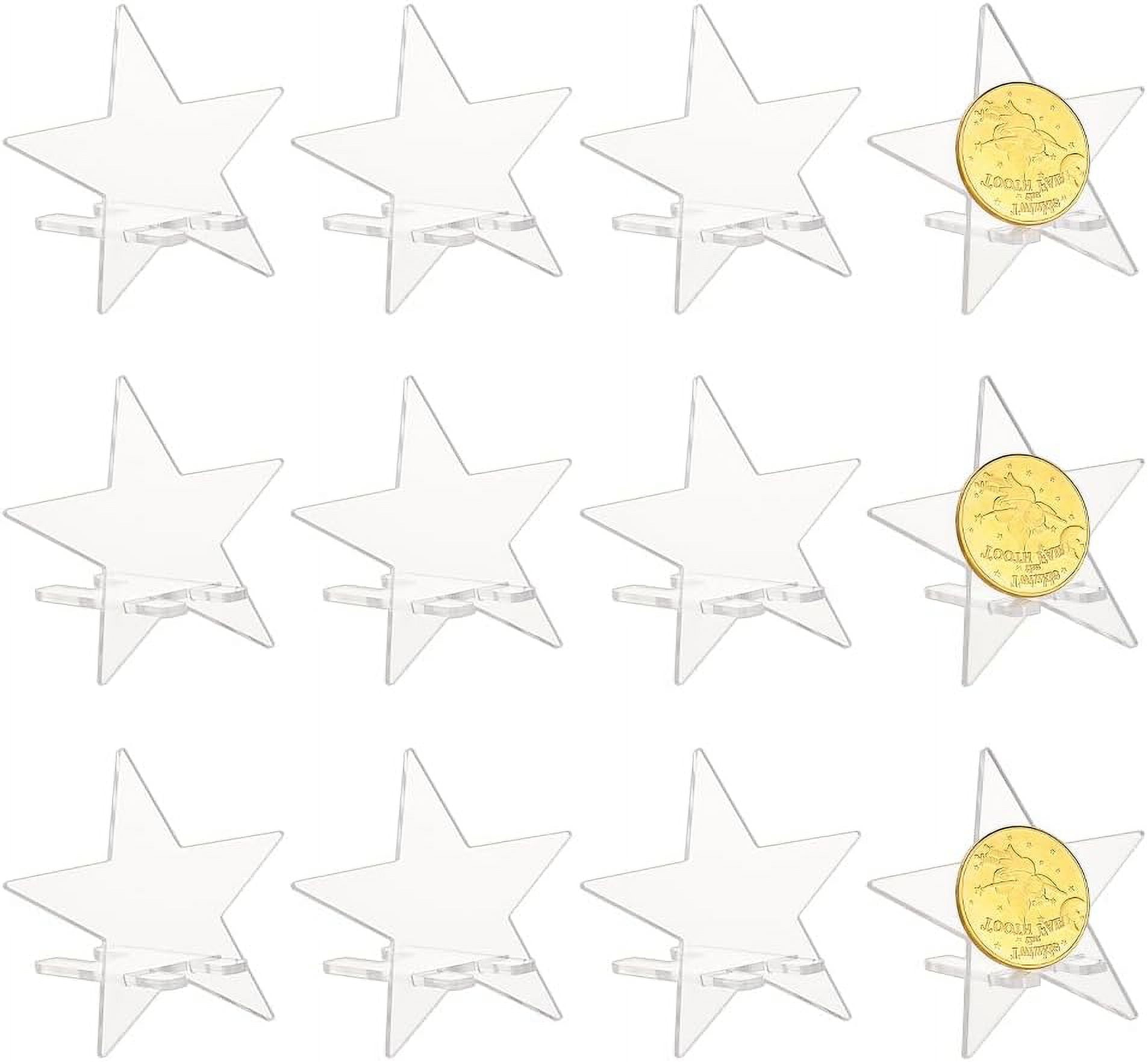 12 Sets 3.3Inch Acrylic Easel Stands Clear Coin Display Stand Star ...