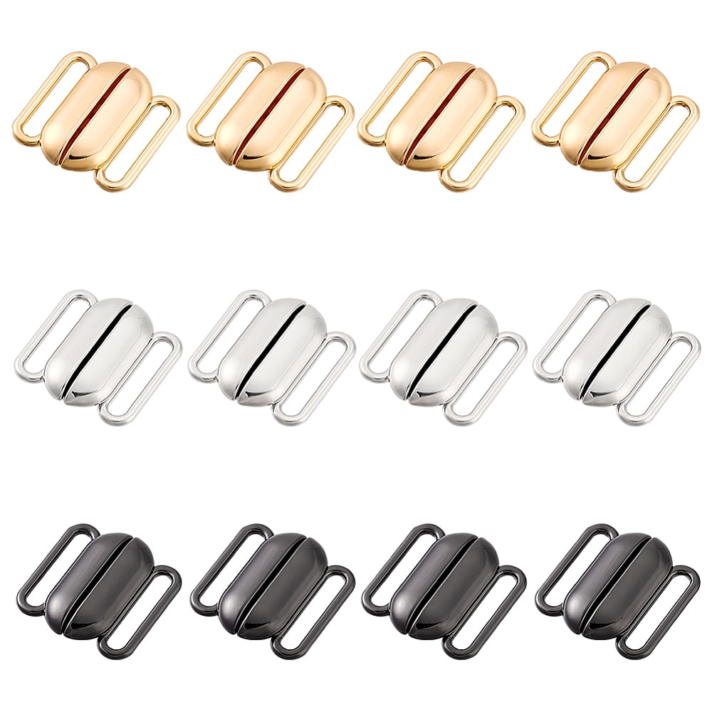 12 Sets 3 Colors Bra Closure Clasps 0.7 Inch Front Closing Bikini Clasp ...