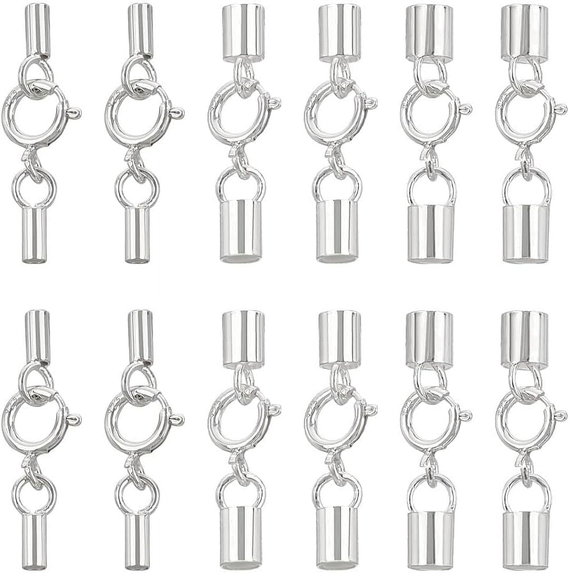 12 Sets 3 Size Sterling Silver Cord End Caps Leather Cord End ...