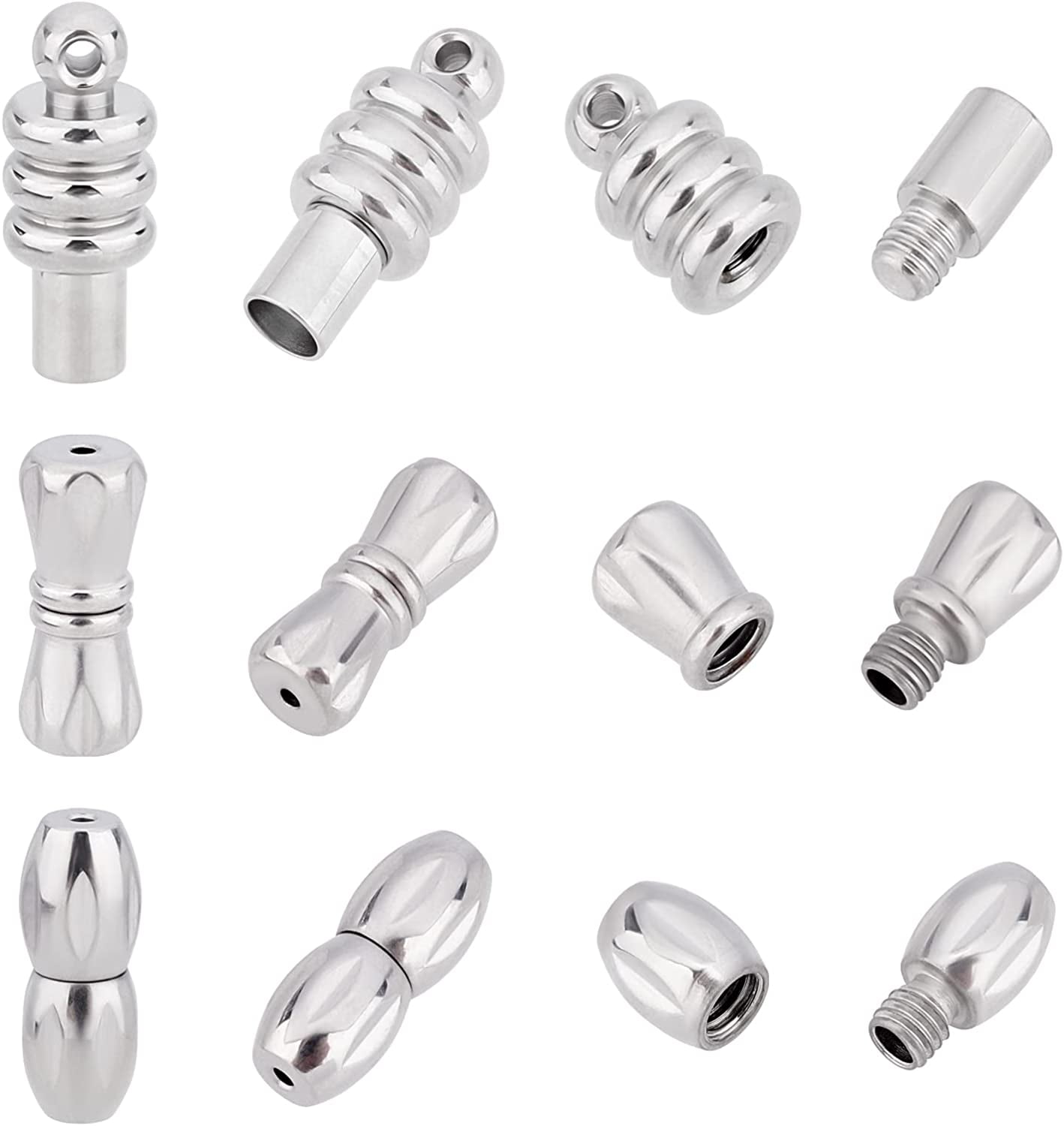 12 Sets 3 Style Stainless Steel Screw Twist Clasps Barrel Screw Clasps ...